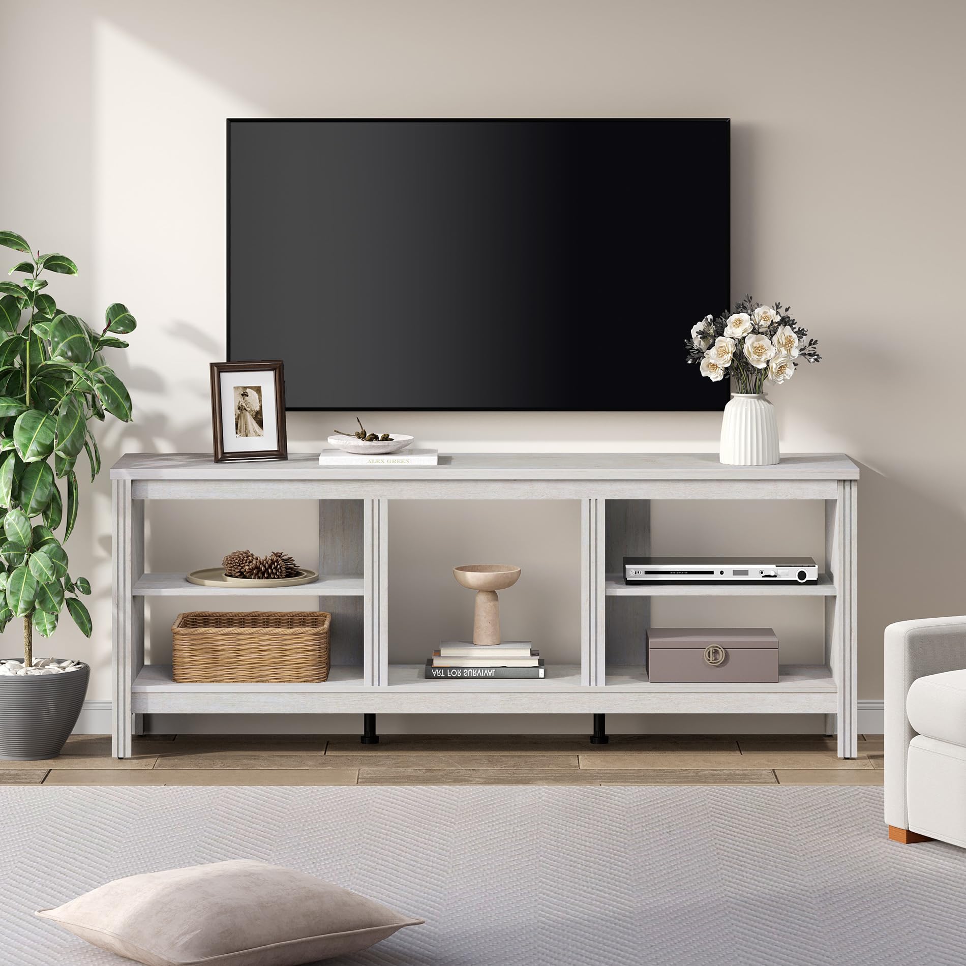 Amazon.com: WAMPAT Farmhouse TV Stand for TVs up to 75 Inch, White ...