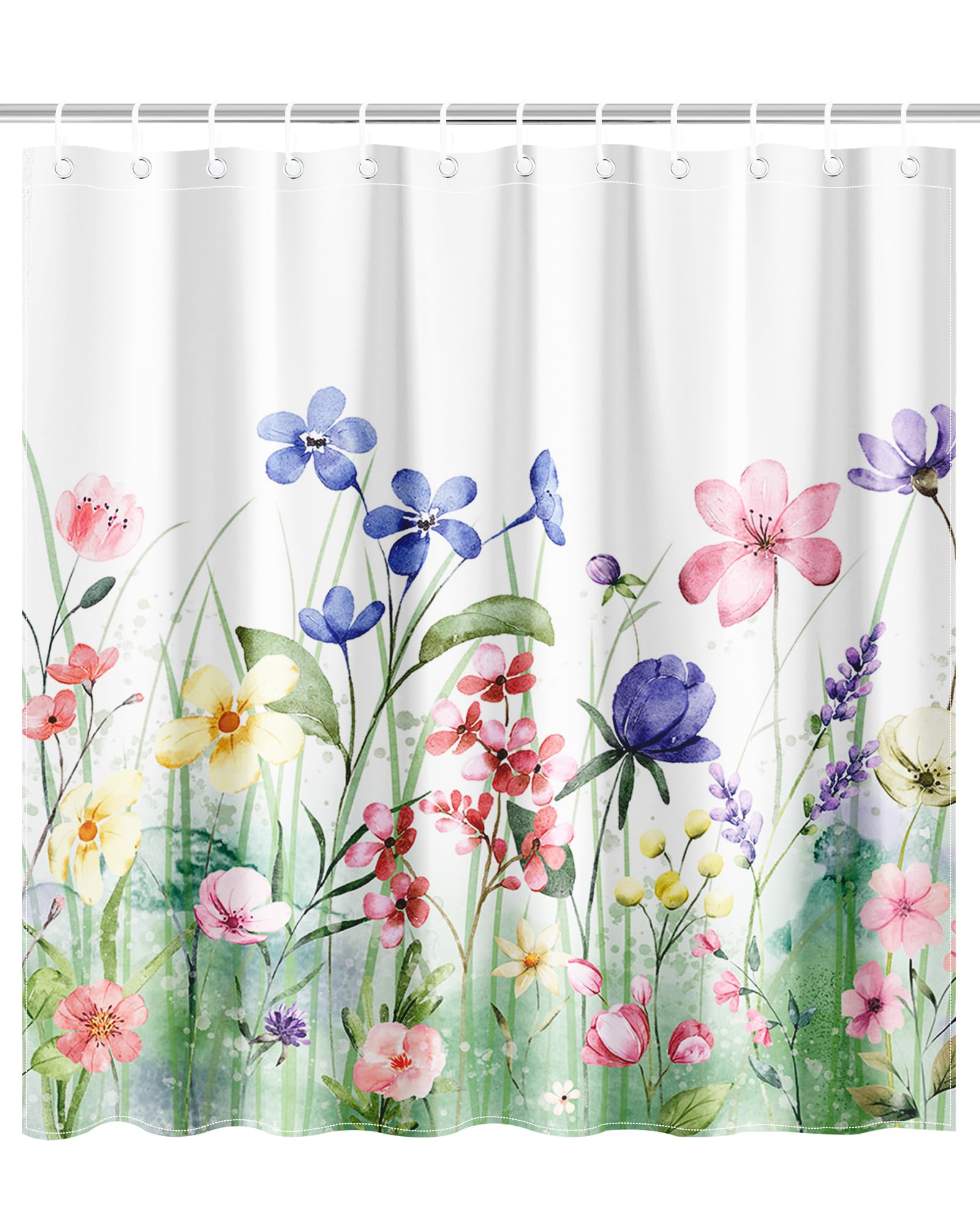 Amazon.com: Lindameler Spring Flower Shower Curtain Set Watercolor ...