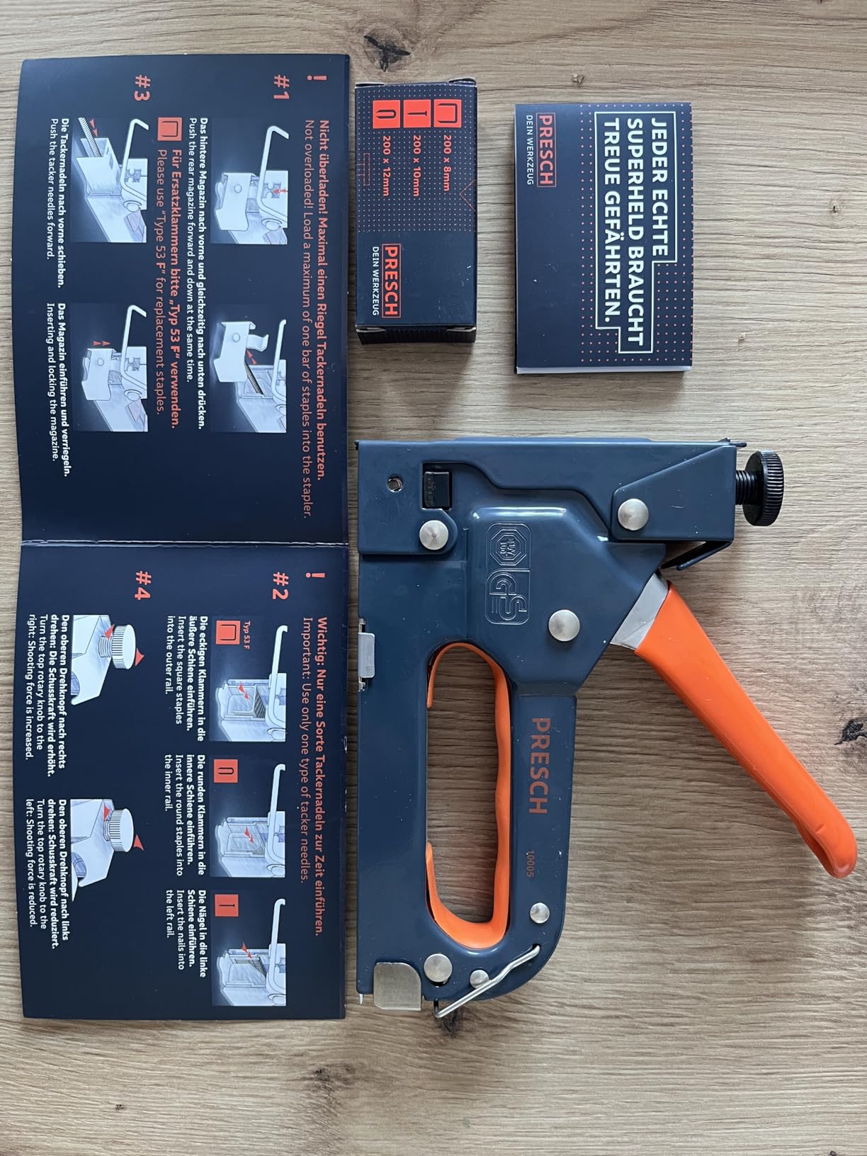 Presch Handtacker Set inkl. 600 Klammern | Robuster 3-in1 Metall für ...