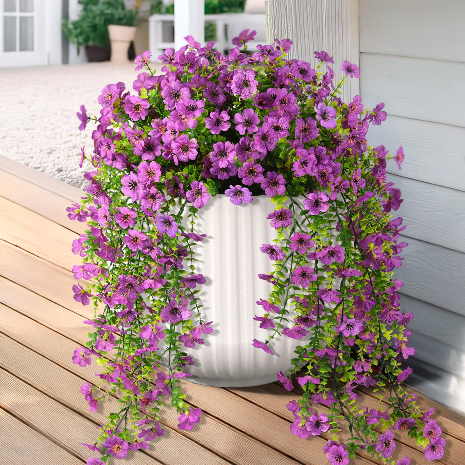 Amazon.com: Hommyea Artificial Hanging Flowers for Outdoors, 2 Pcs Fake ...