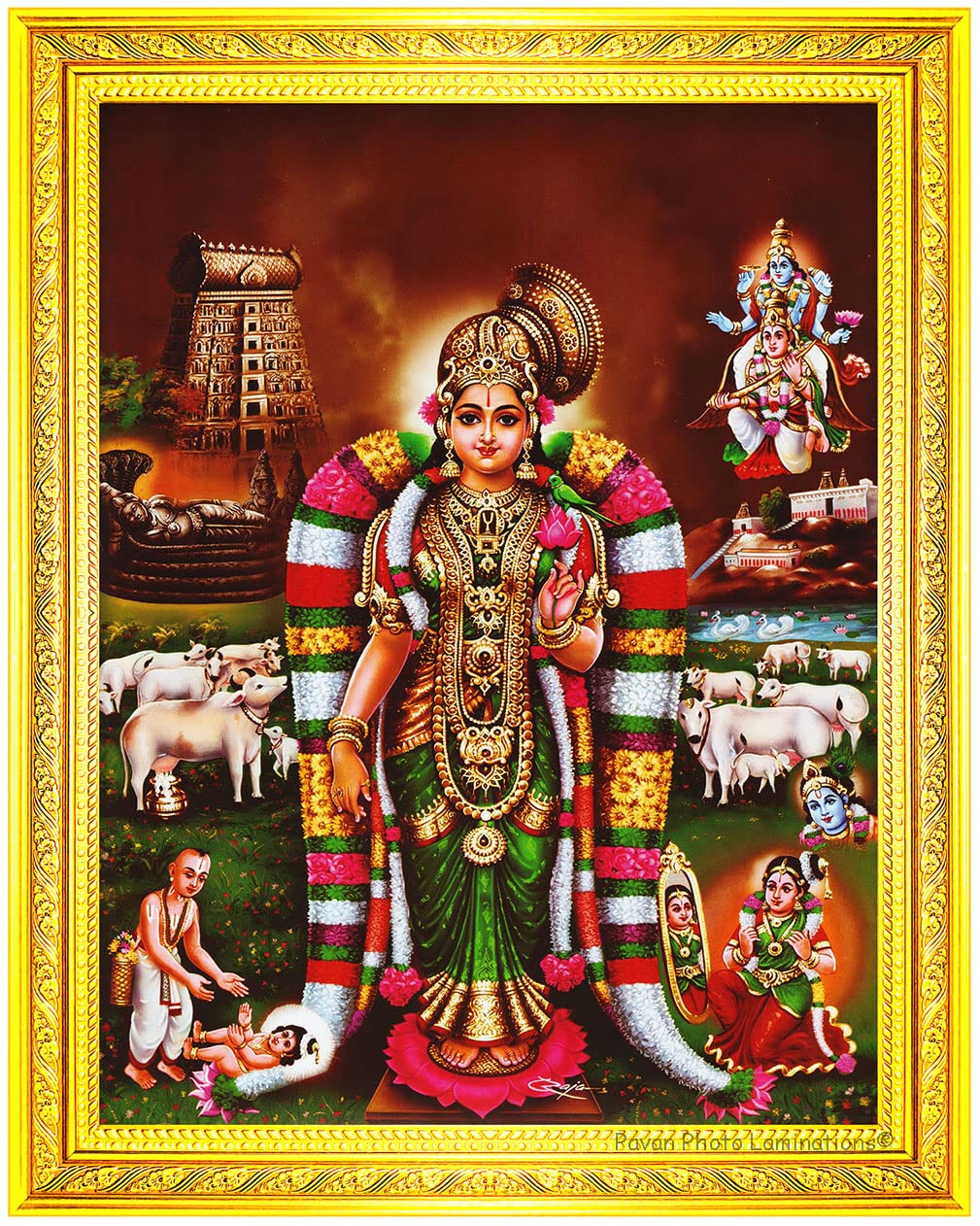 Buy Pavan Photo Laminations Andal Amman Godha Devi Wooden Painting ...