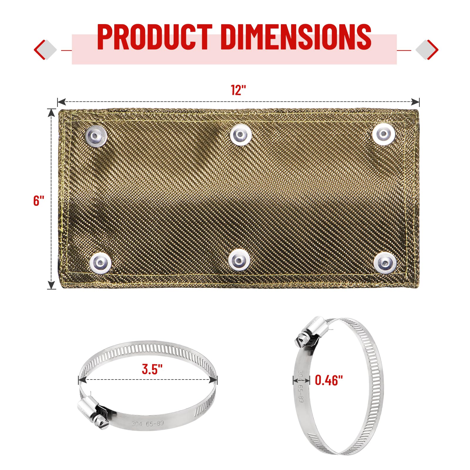 Snapklik.com : Titanium Pipe Shield 6" X 12" Exhaust Heat Shield, Two ...