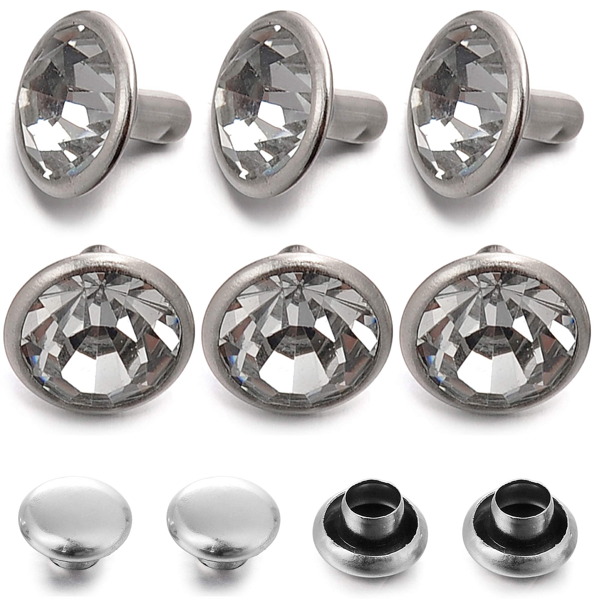 Amazon.com: 200 Sets Cz White Clear Crystal Rivets Rapid Rhinestone ...