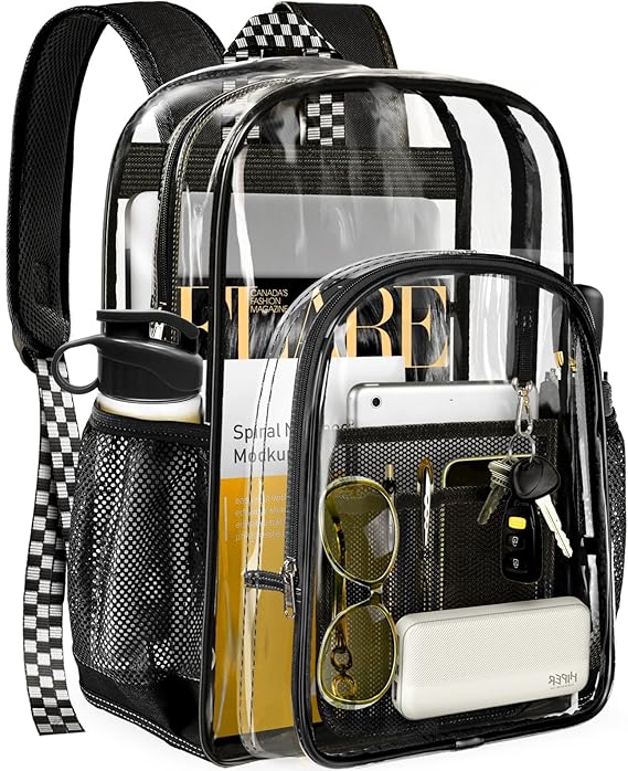 Amazon.com | PAMANO Clear Backpack Transparent Heavy Duty School PVC Bookbag See Through Bag ...