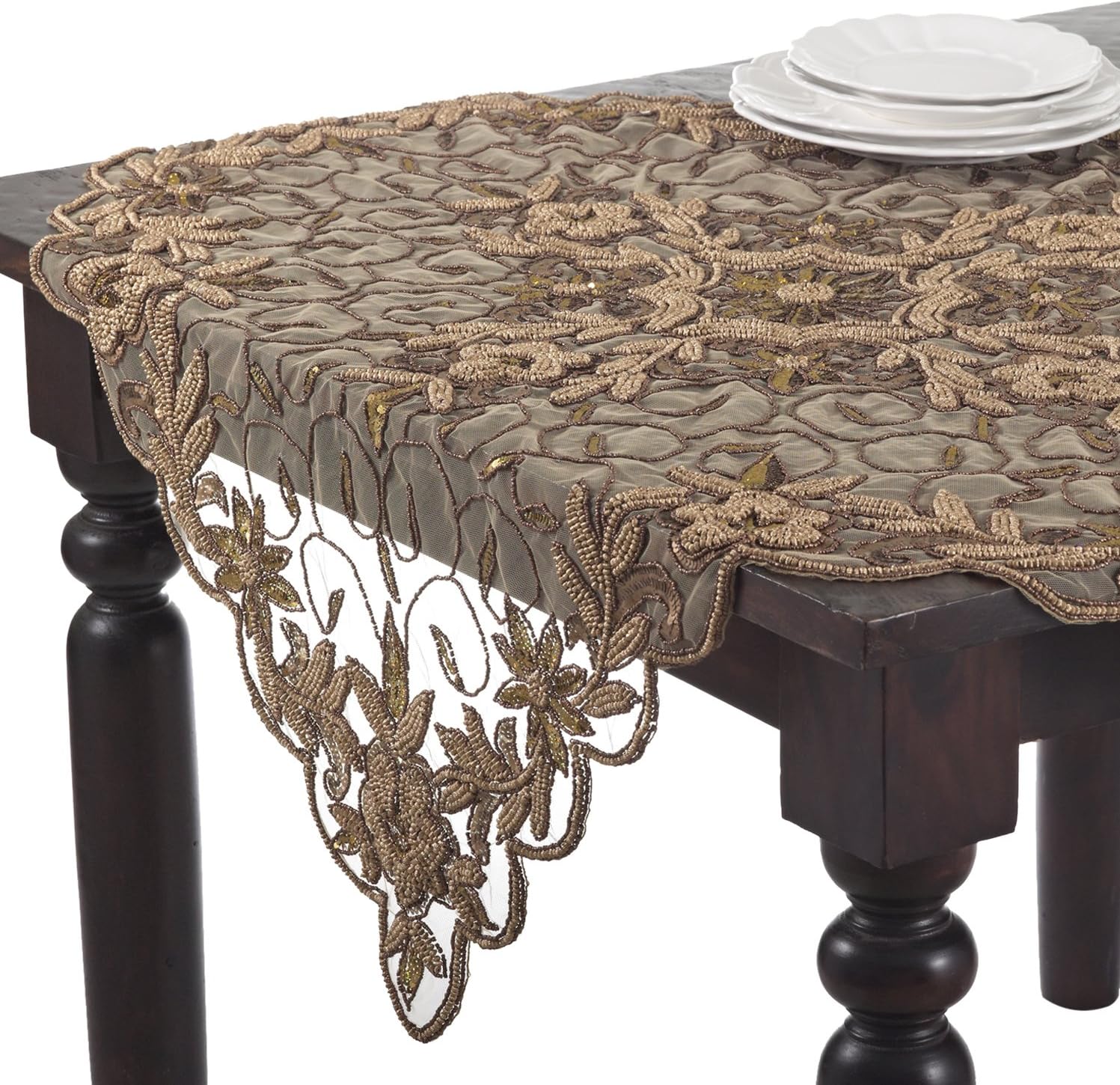 Amazon.com: SARO LIFESTYLE BD836 Cersei Square Topper, 40-Inch, Gold ...
