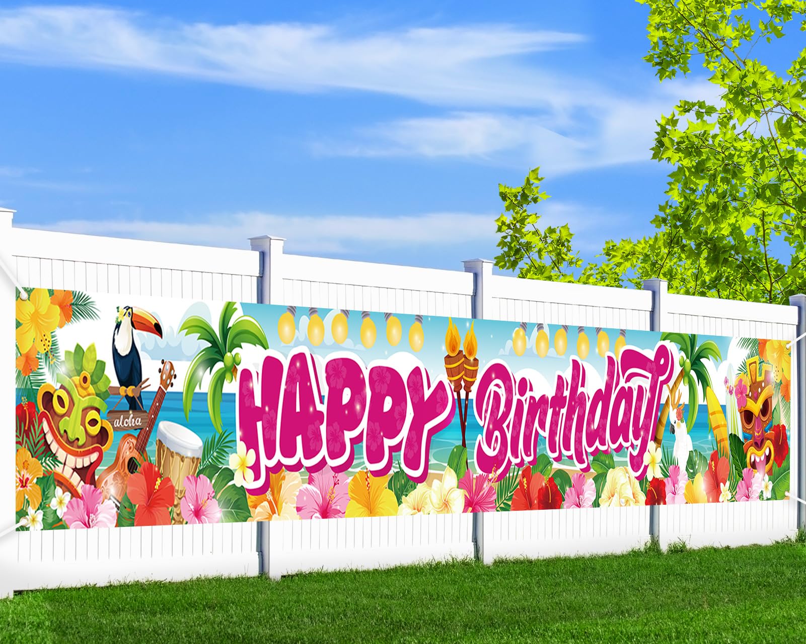 Tropical Luau Birthday Yard Decoration HOWAF Hawaiian Luau Party Banner ...