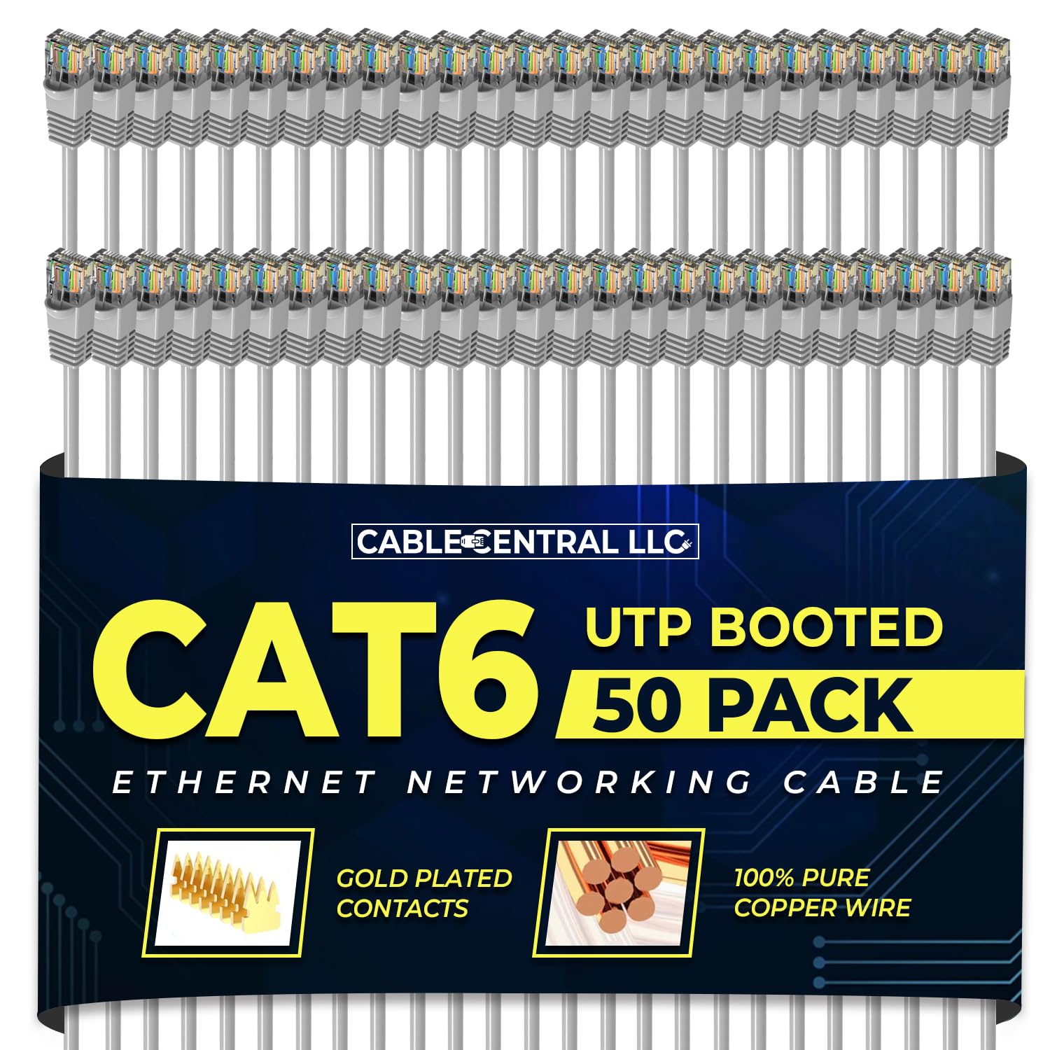 Amazon.com: Cable Central LLC Cat 6 Ethernet Cable 25 Feet (50 Pack ...