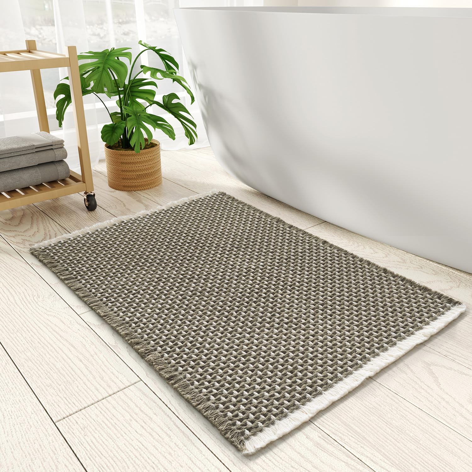 Amazon.com: PADOOR Checkered Bath Mat, Super Absorbent Non Slip Bath ...