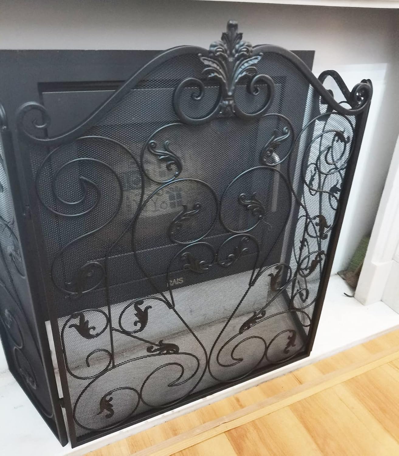 Indoor Fireplace Screen, Metal 3 Panel Foldable Fire Screen/Rustic Fire ...
