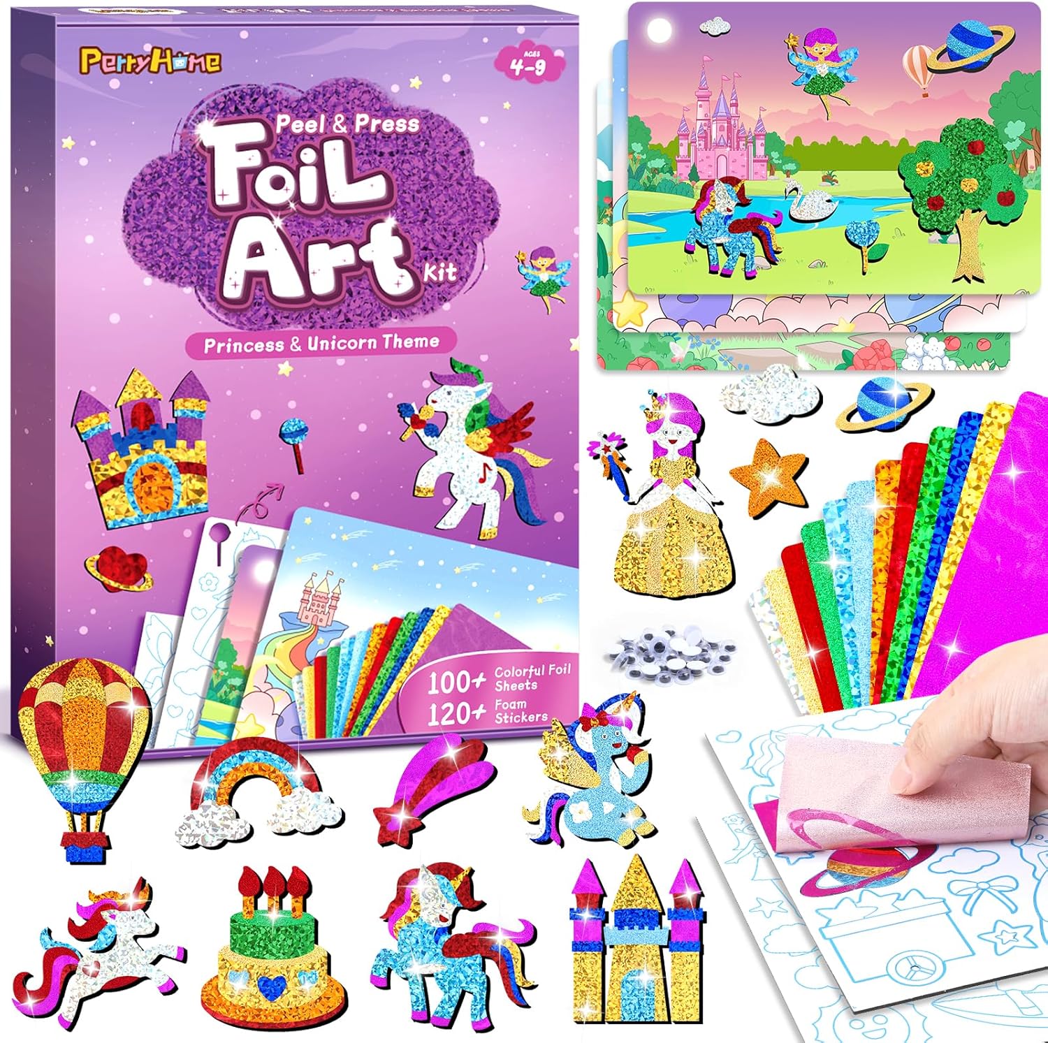 PERRYHOME Foil Arts and Crafts for Kids Ages 4-8 -DIY Unicorn ...