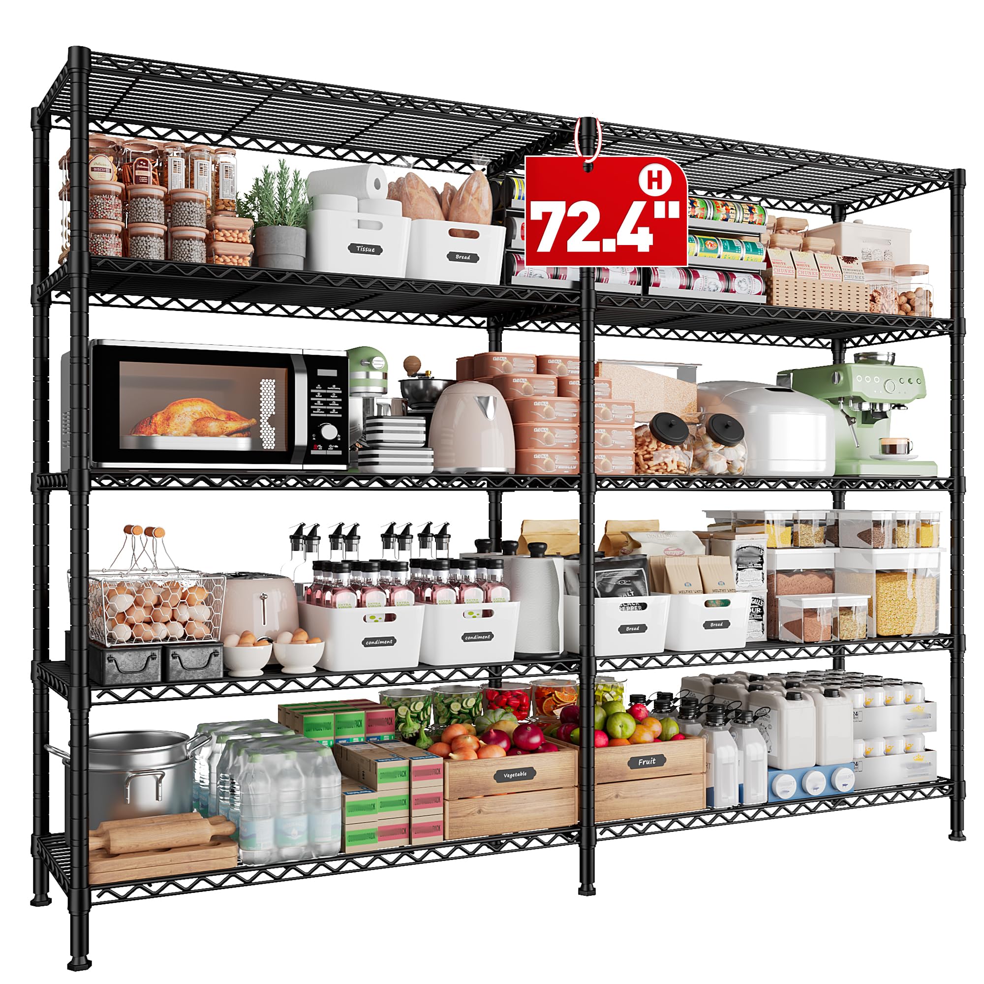 Amazon.com: REIBII 1500LBS Storage Shelves 61.2''W Wire Shelving Unit 5 ...