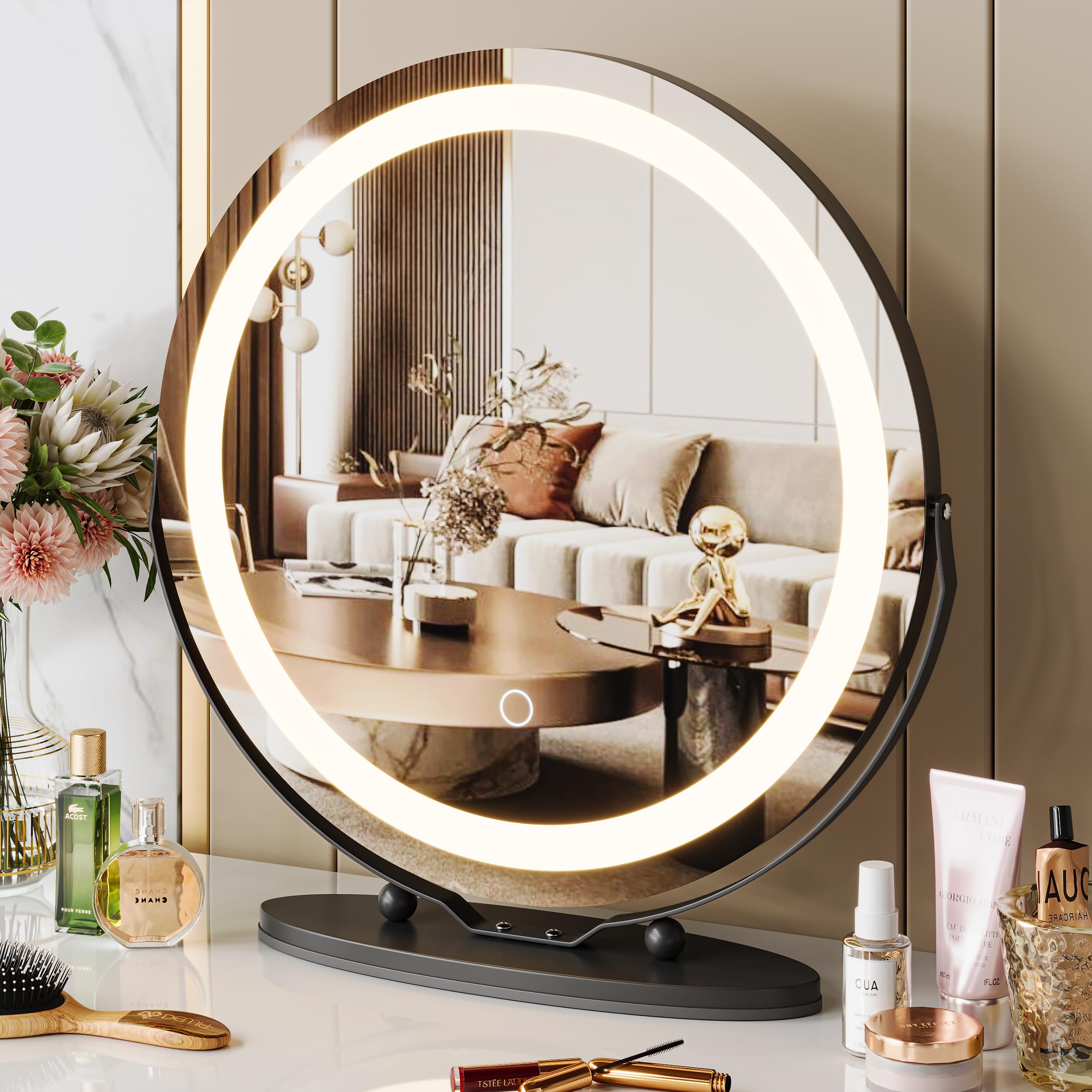 Amazon.com - GAOMON 19 Inch Large Round Vanity Mirror with Lights ...