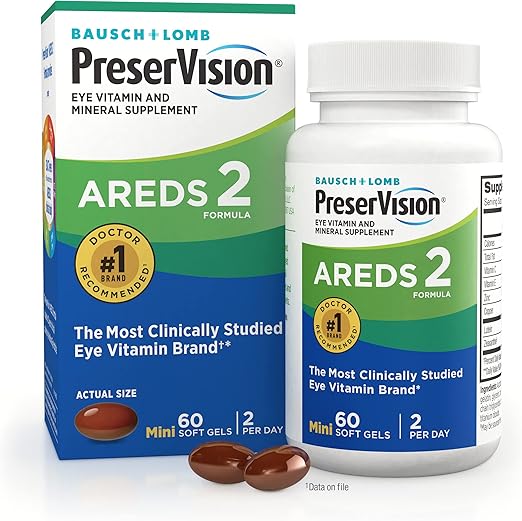 Bausch + Lomb PreserVision AREDS 2 Eye Vitamin & Mineral Supplement ...