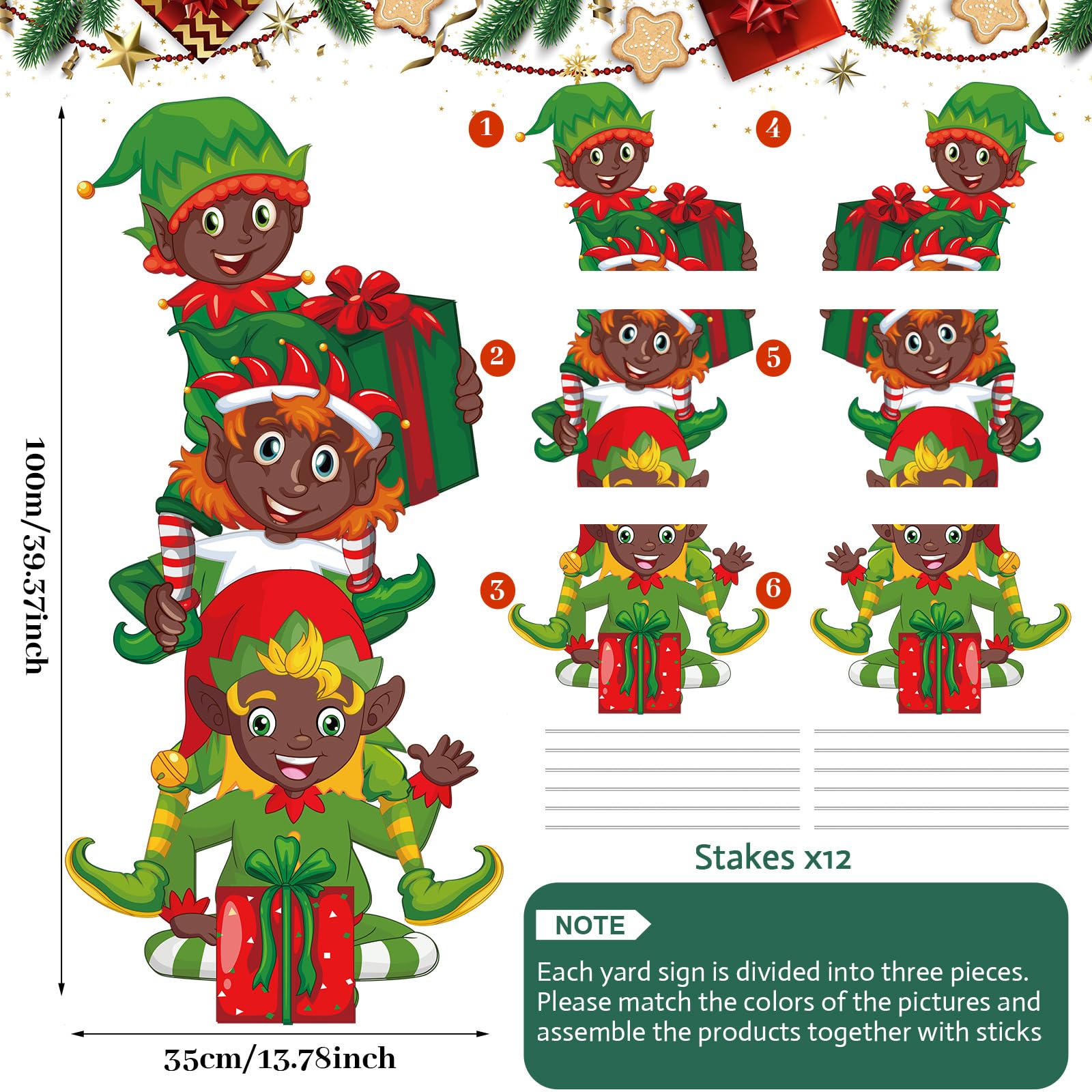 Black Christmas Elves Clipart