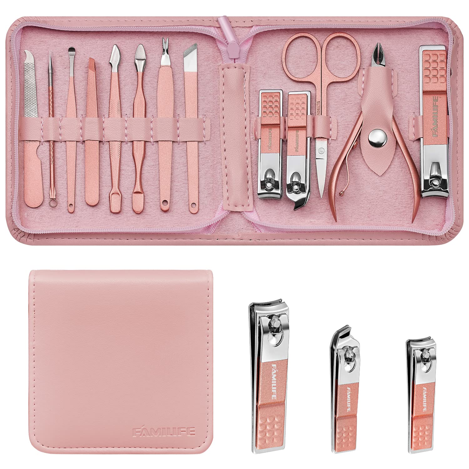 Amazon.com : FAMILIFE Manicure Set, 13pcs Pedicure Kit Nail Clipper Set ...