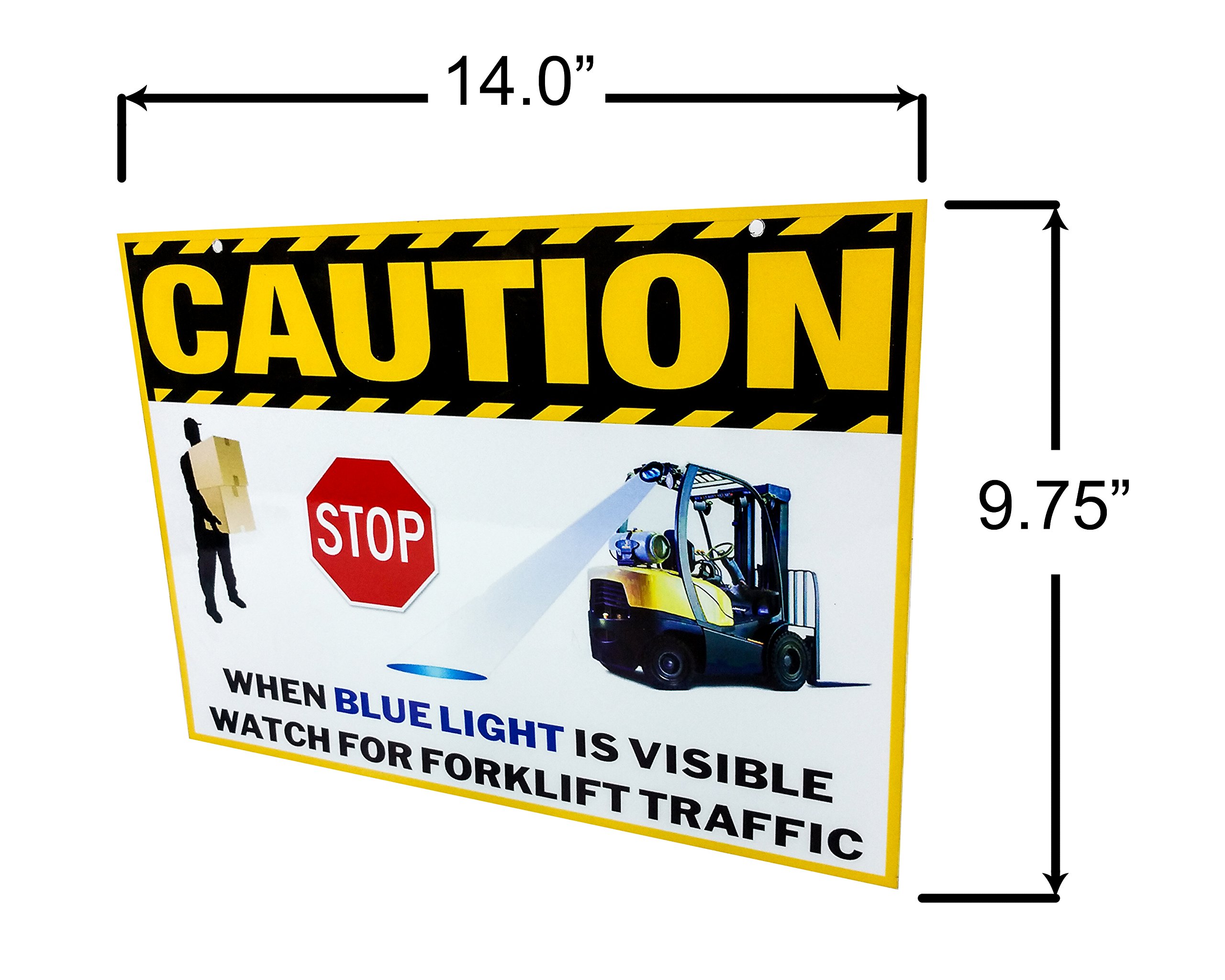 Set of 2 Laminated Vinyl Forklift Traffic Sign Caution Safety Warning ...