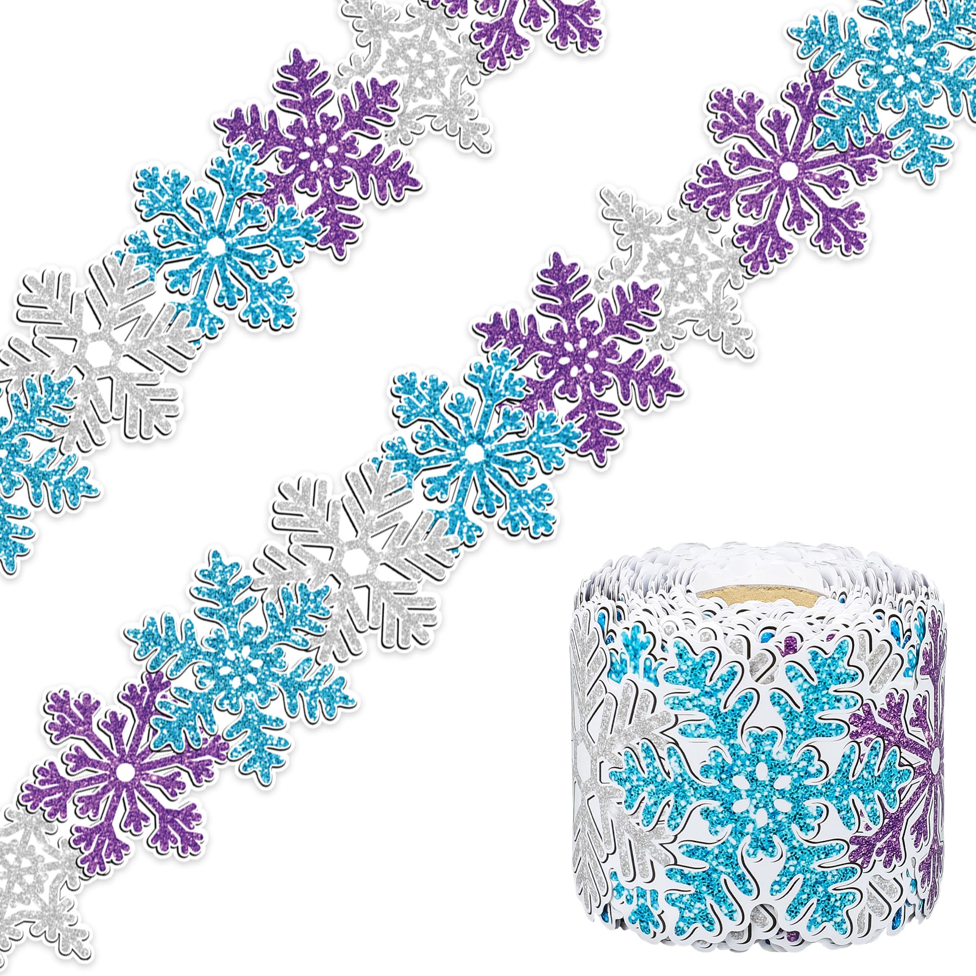 Amazon.com: 80 Ft Snowflake Bulletin Board Borders Christmas Scalloped ...