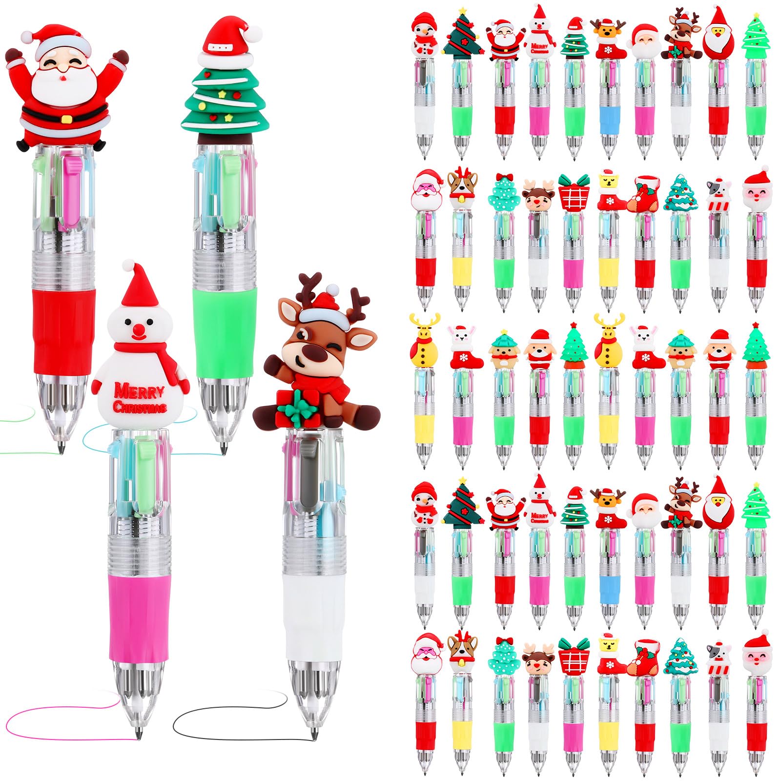 Amazon.com : Gilprop 50 Pcs Multicolor Christmas Ballpoint Pen 4-in-1 ...