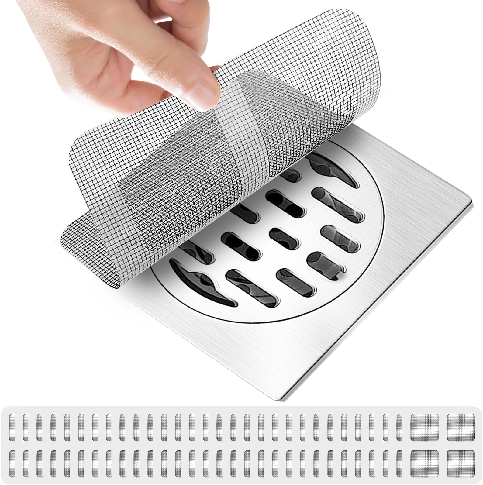 60 Pcs Disposable Shower Drain Hair Catcher, 4 x 4 Inch Flat Square ...
