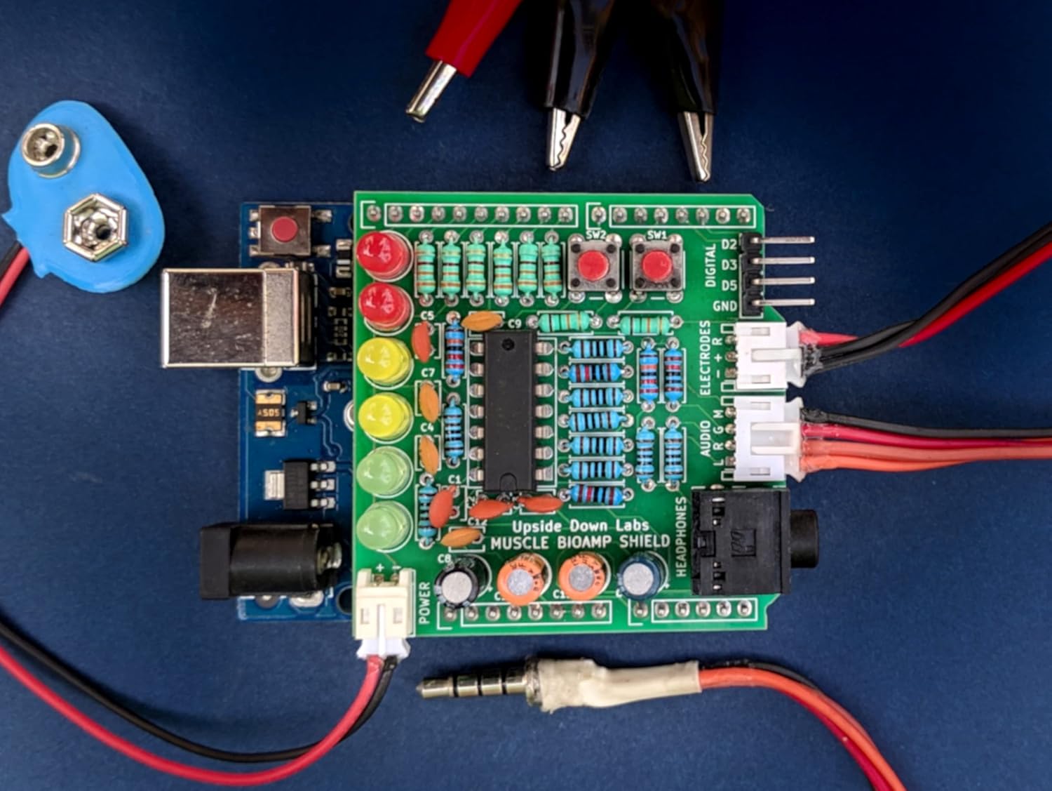 Muscle BioAmp Shield for Arduino Uno | Muscle Sensor (EMG) | Visualize ...