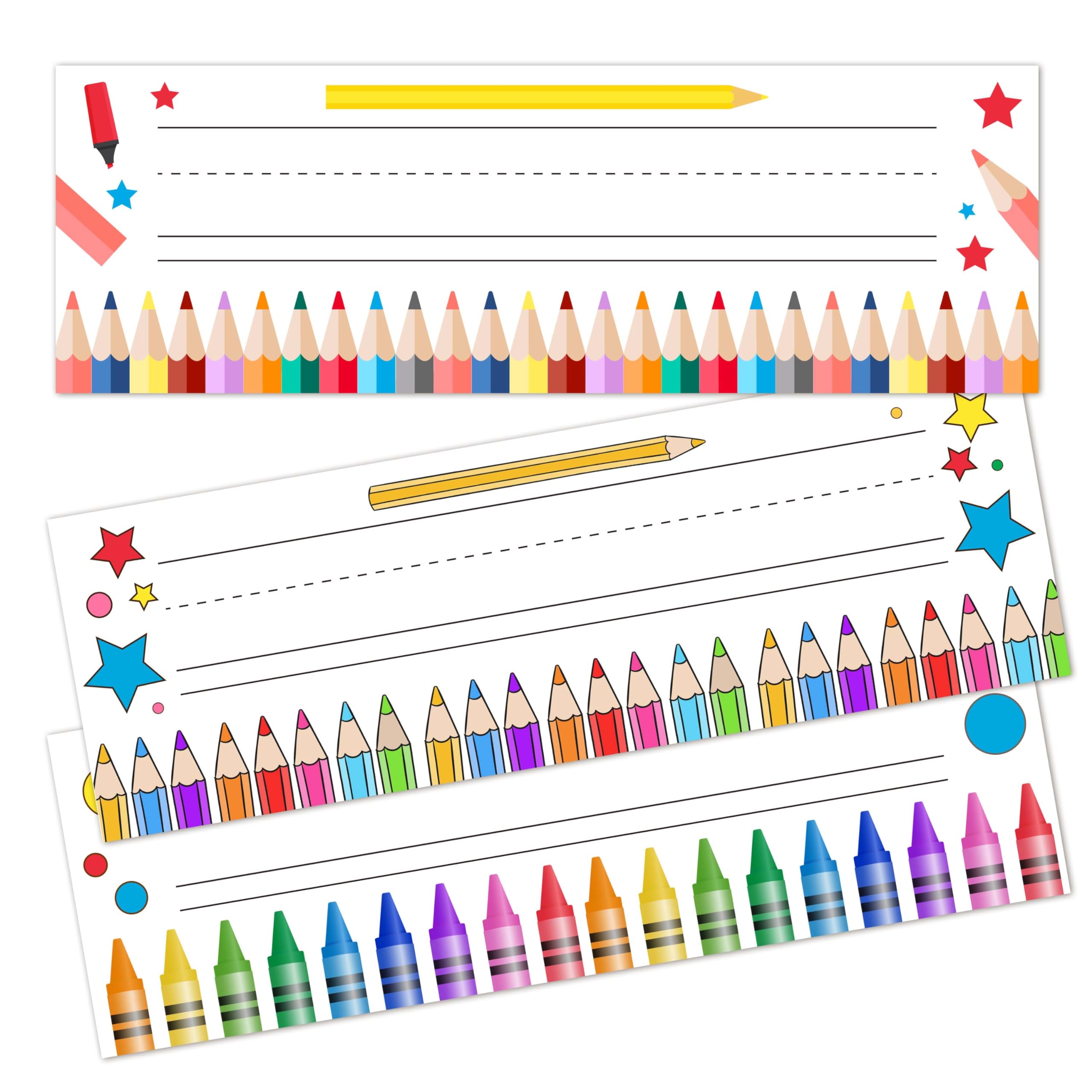Name Tags 30 Pcs Crayon - Self-Adhesive Classroom Desk Labels 3x9 ...