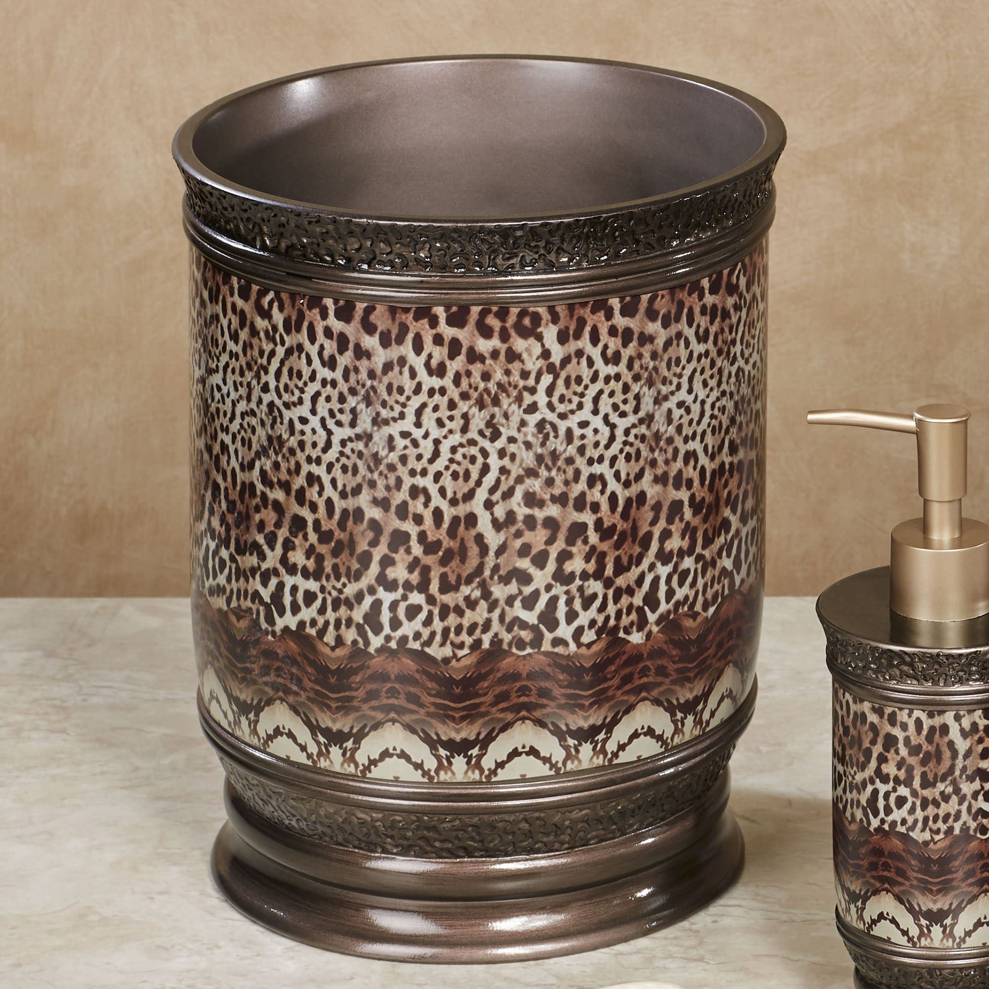 Amazon.com: Touch of Class Mombasa Safari Animal Print Wastebasket ...