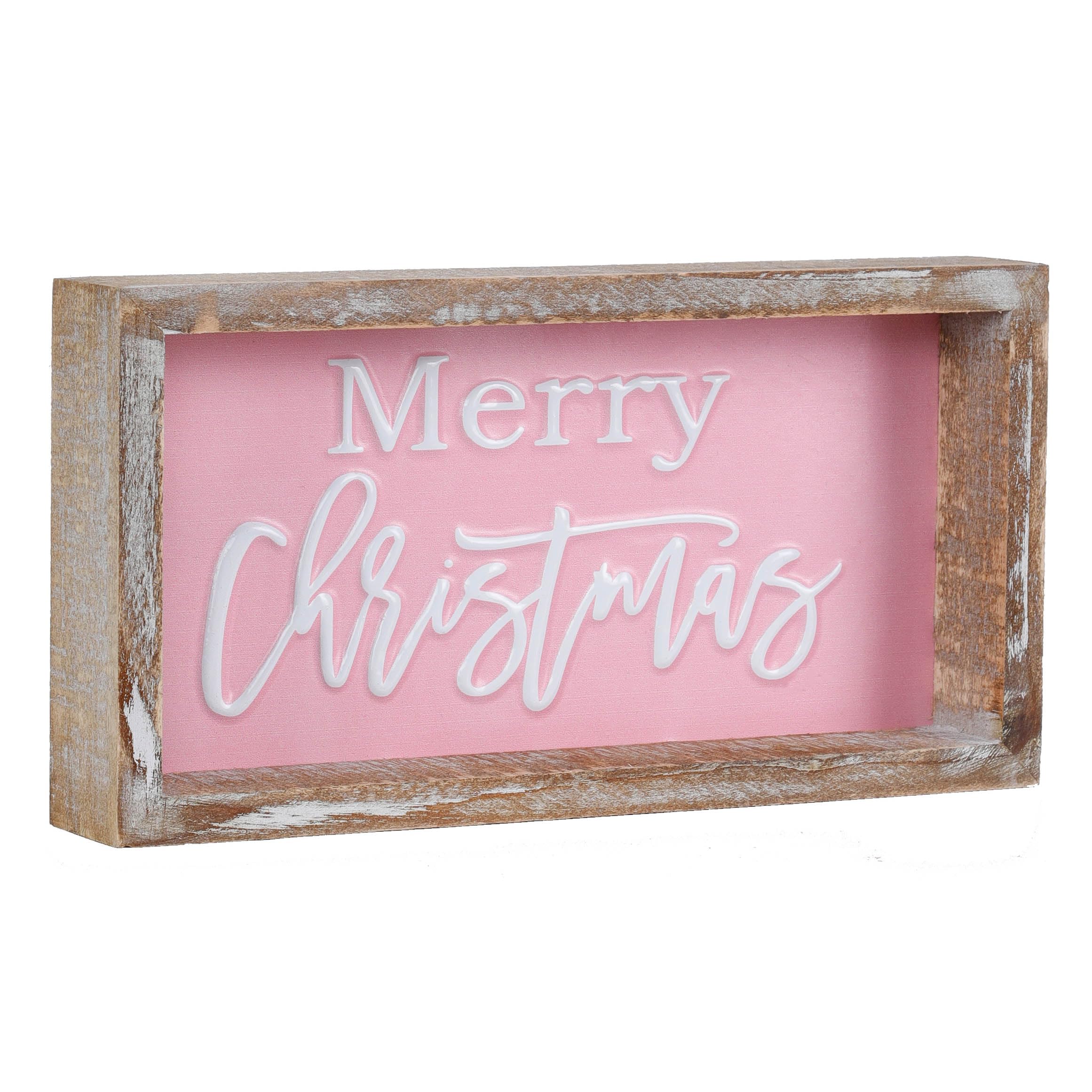 Amazon.com: FESTWIND Pink Merry Christmas Sign, Wooden Christmas Signs ...