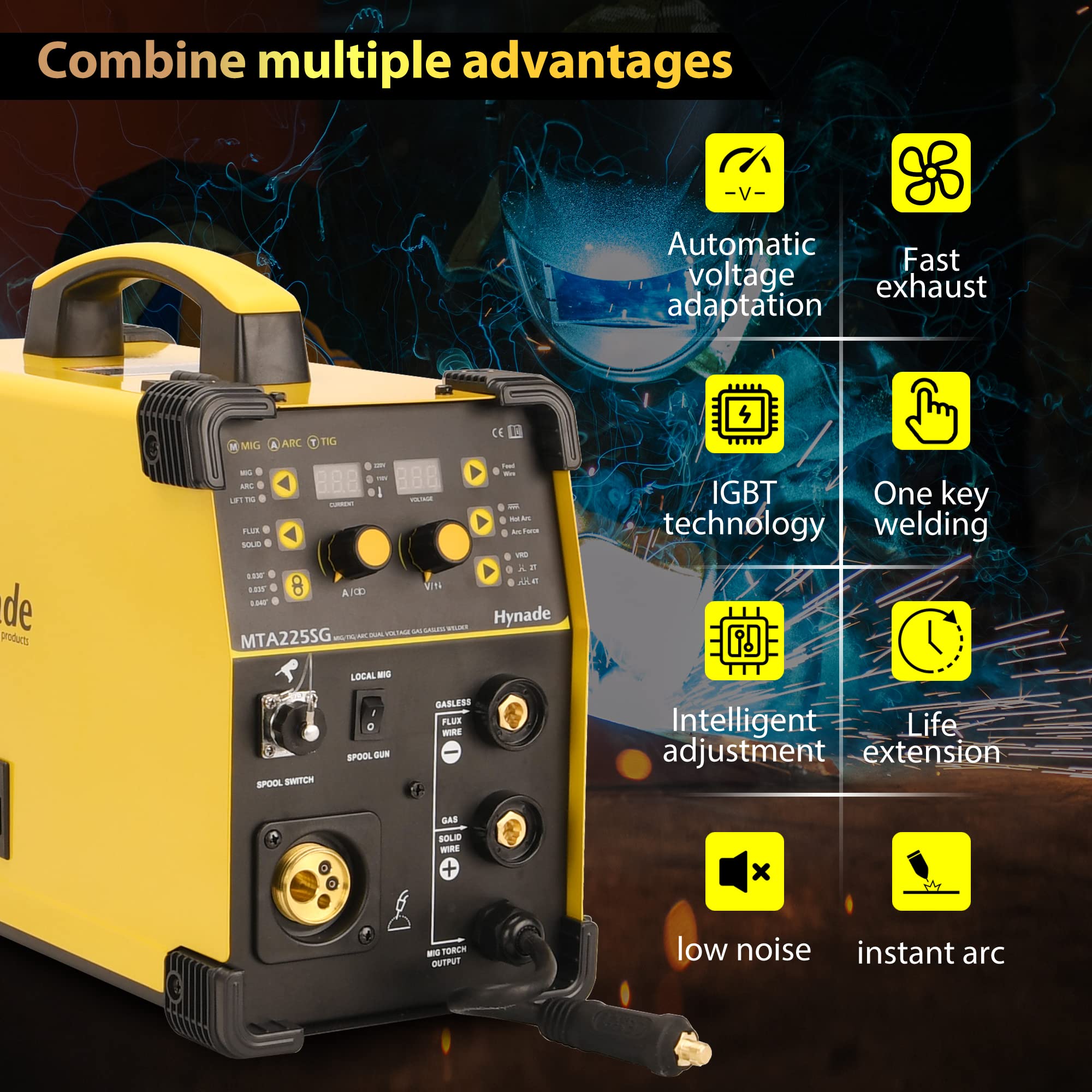 Snapklik.com : Hynade 3 In 1 Mig Welder MTA225SG,Digital Dual Voltage ...
