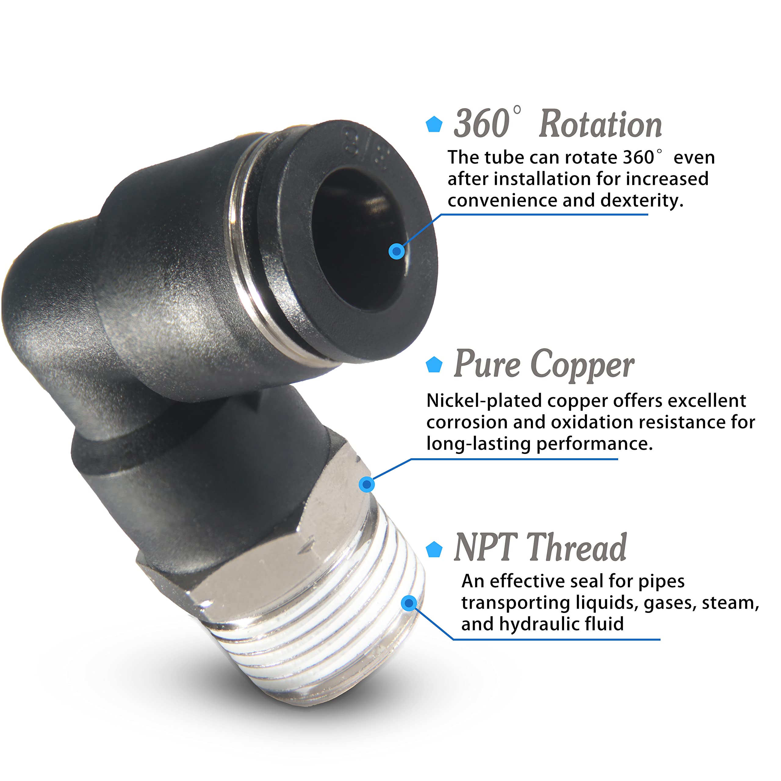 Snapklik.com : MSAEIQUN 3/8 Air Hose Fittings, Air Fittings Male Elbow ...