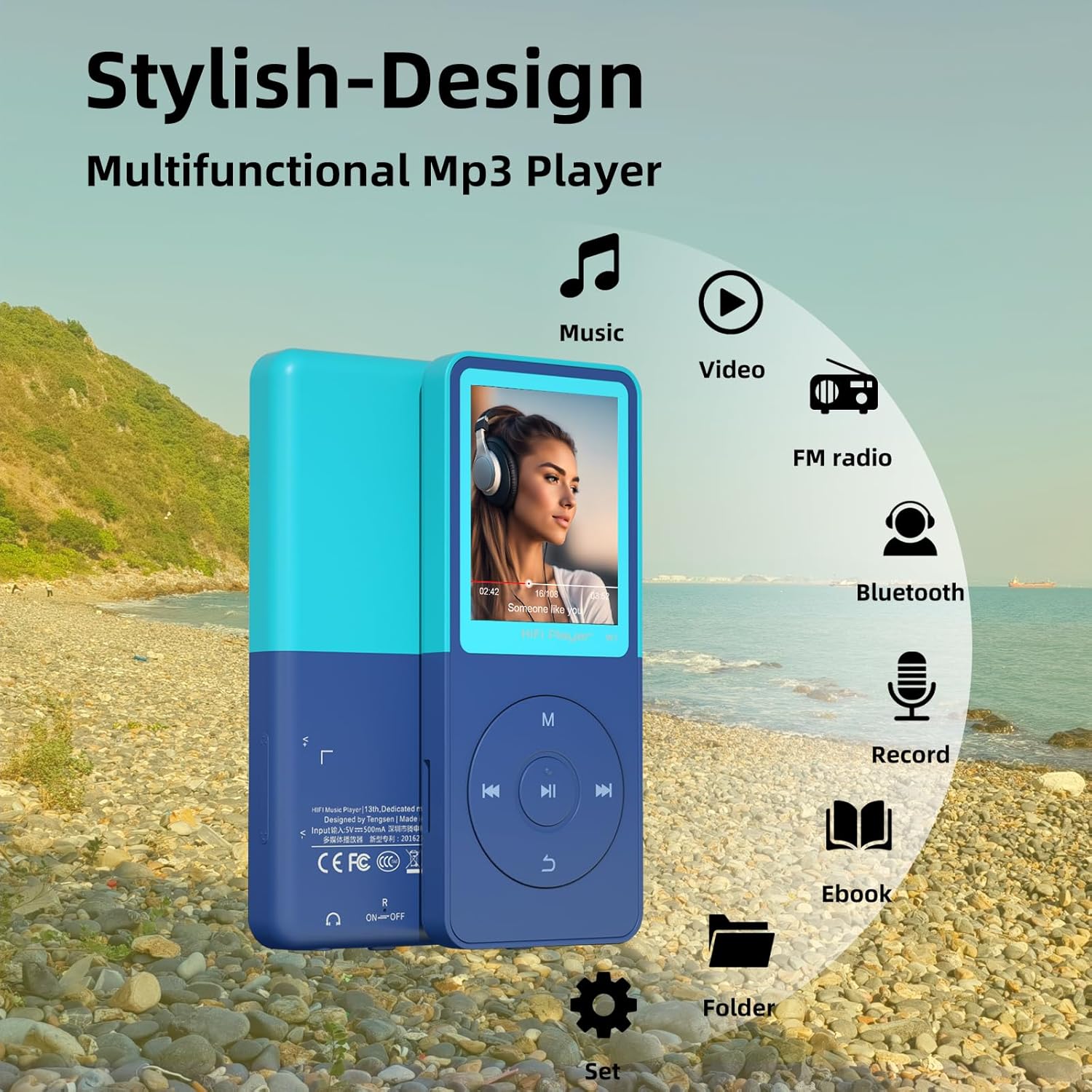 Bluetooth Mp3 Mp4 Players,16GB Classic Mini Portable Walkman Mp3 Music ...