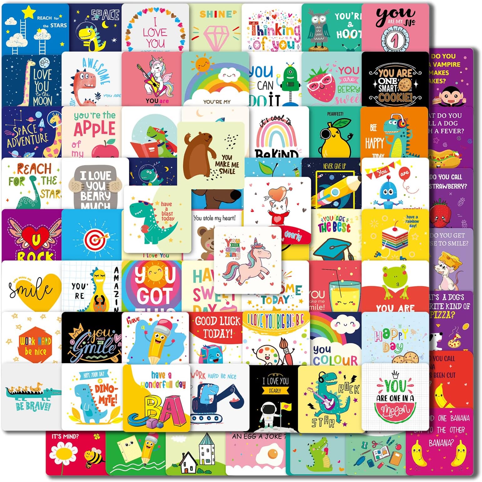 Lunch Box Notes & Jokes for Kids, 120 Pcs Cute Positive Affirmation ...
