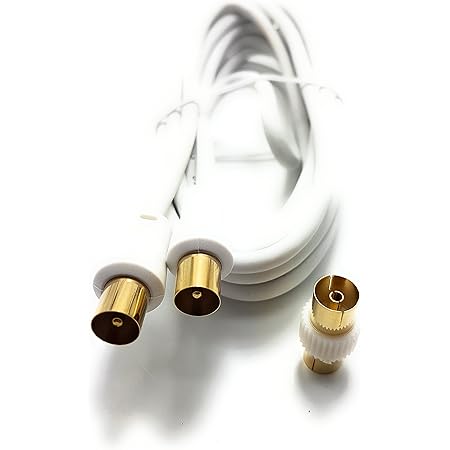 PC Arena Coaxial TV/AV Aerial Cable Male to Male 3m + coupler : Amazon ...