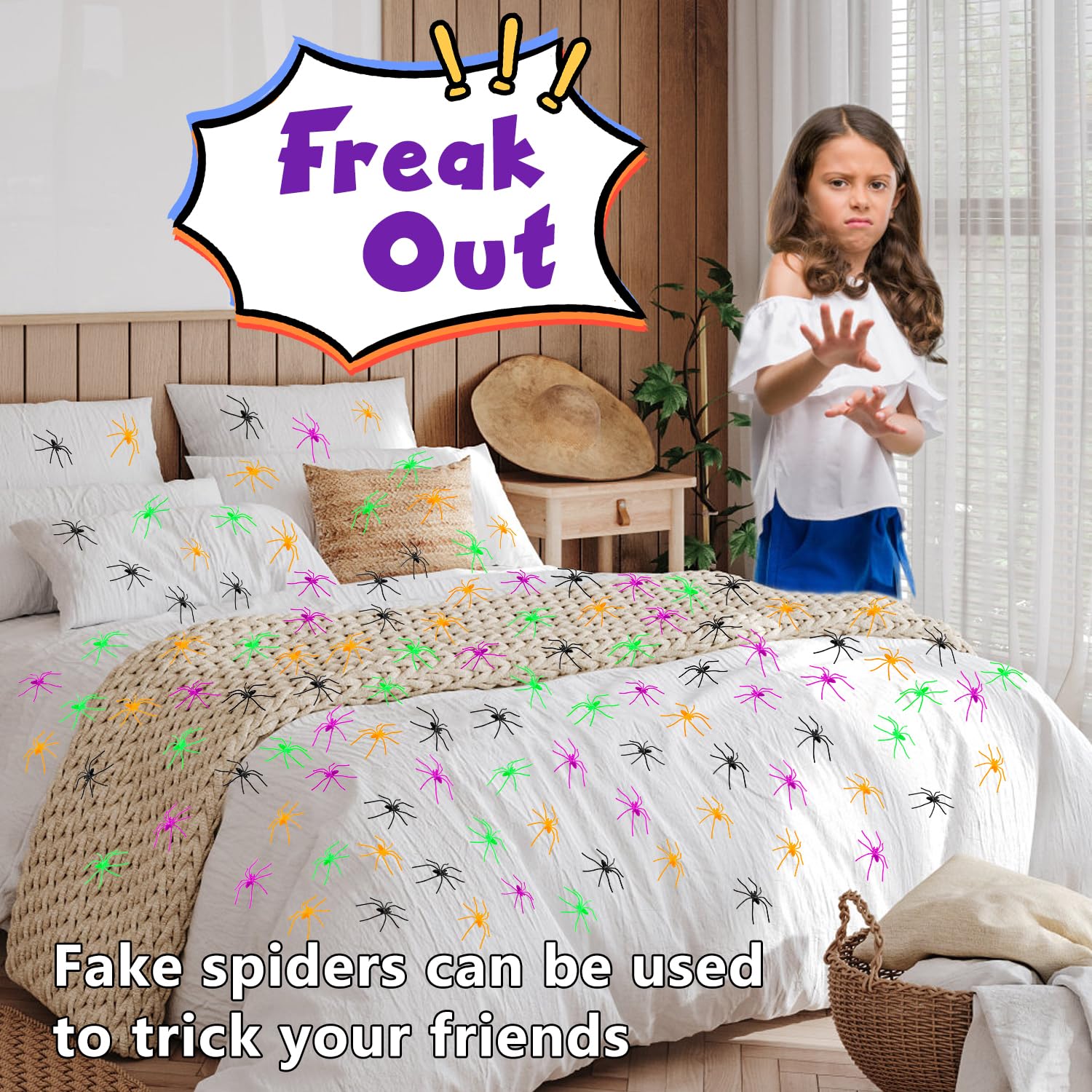 Snapklik.com : 160 PCS Fake Spiders, 4 Colors Realistic Plastic Fake ...