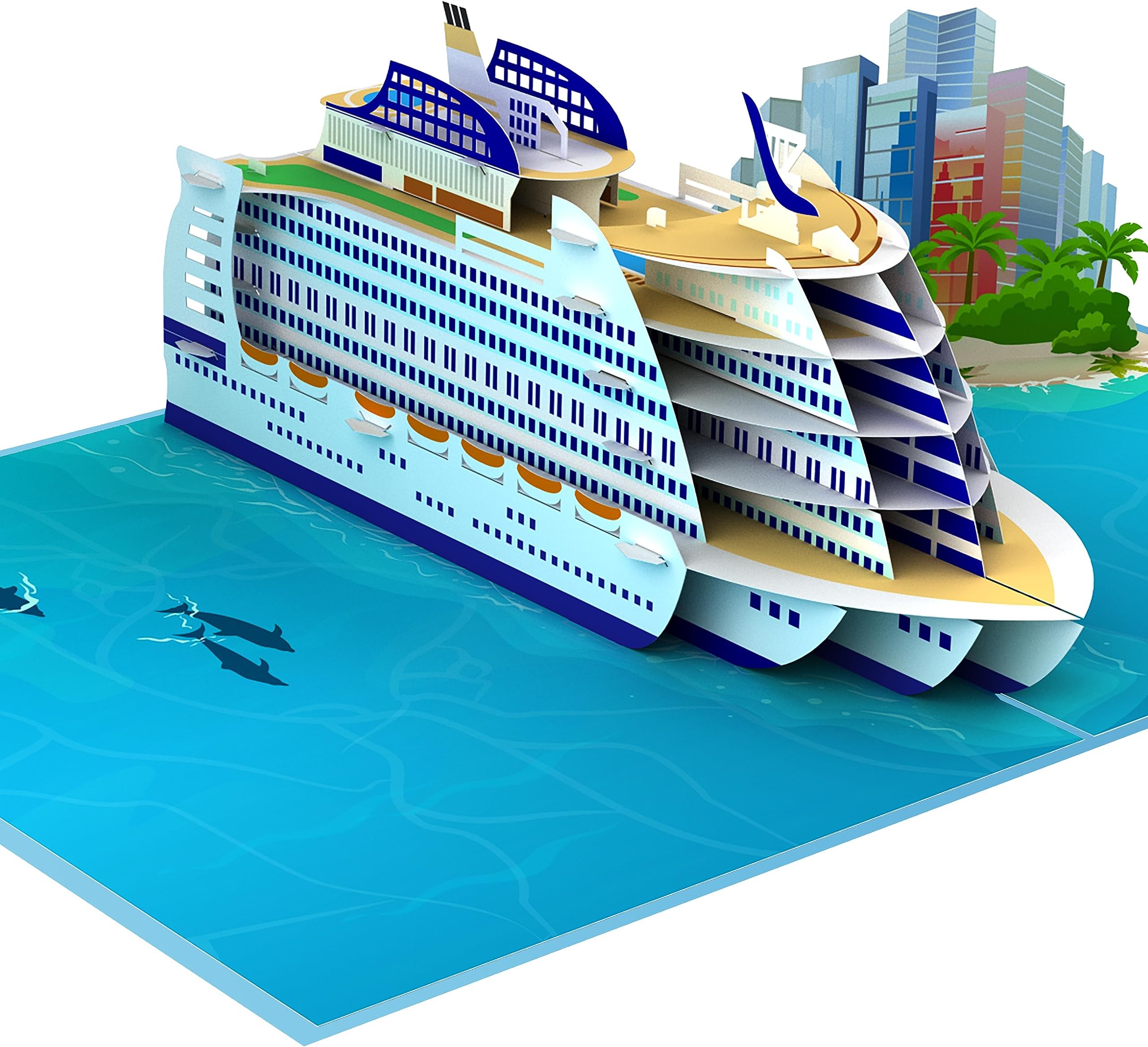 LIMAH® Pop Up Card Cruise - 3D Birthday Card - Voucher Gift for Boat ...