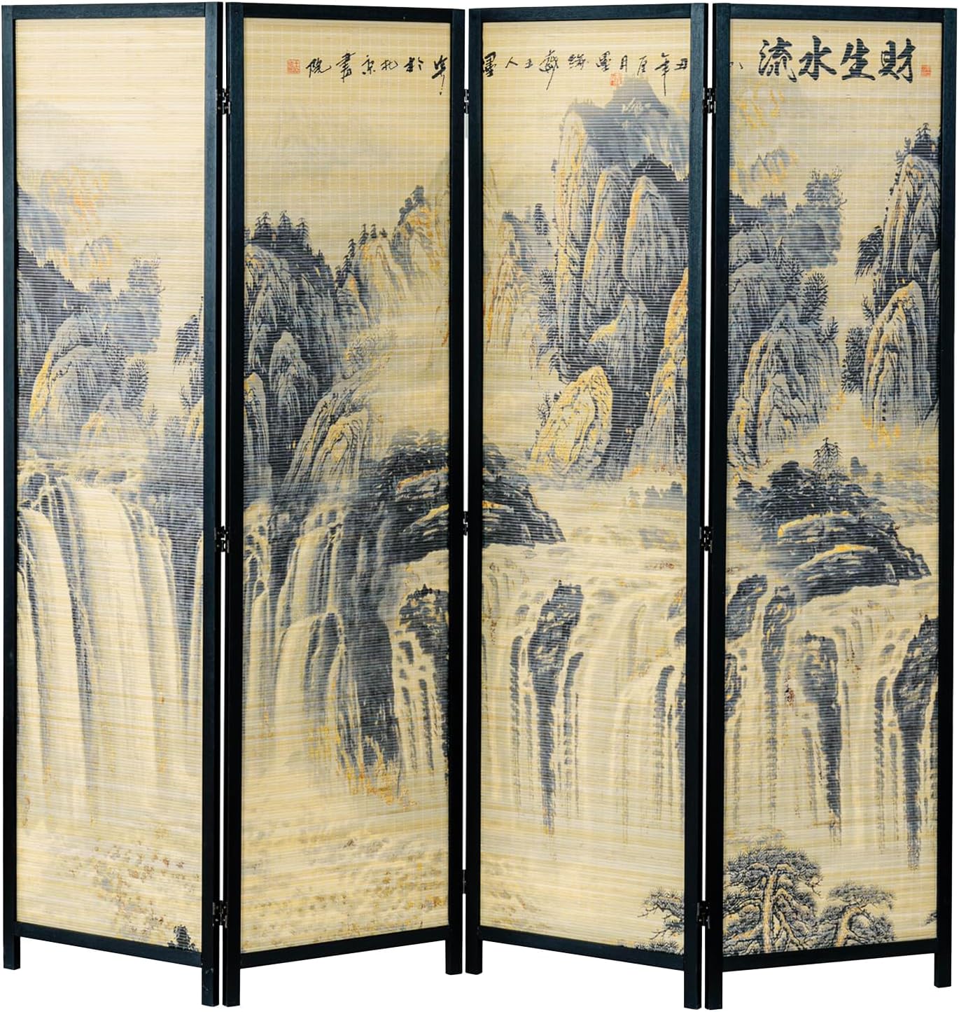 Amazon.com: MyGift 4 Panel Folding Room Divider, Bamboo Visual Privacy ...
