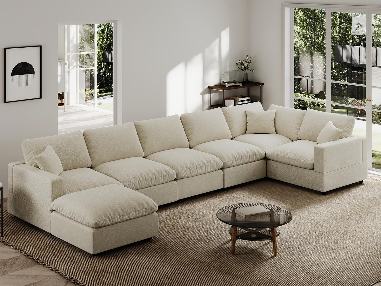 Amazon.com: Gtilzria Modern Sectional Linen Couch for Living Room V ...