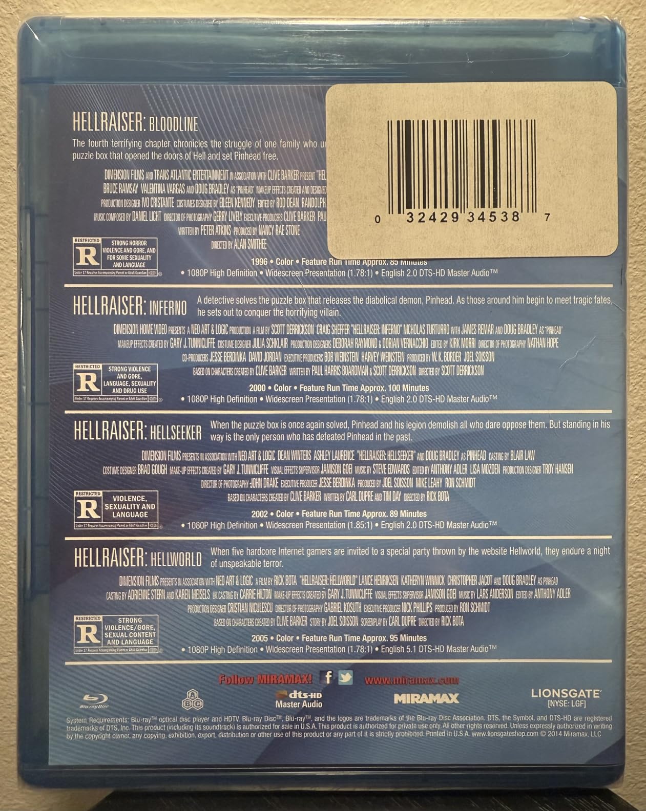 The Hellraiser Collection : Kevin Bernhardt, Doug Bradley, Henry Cavill ...