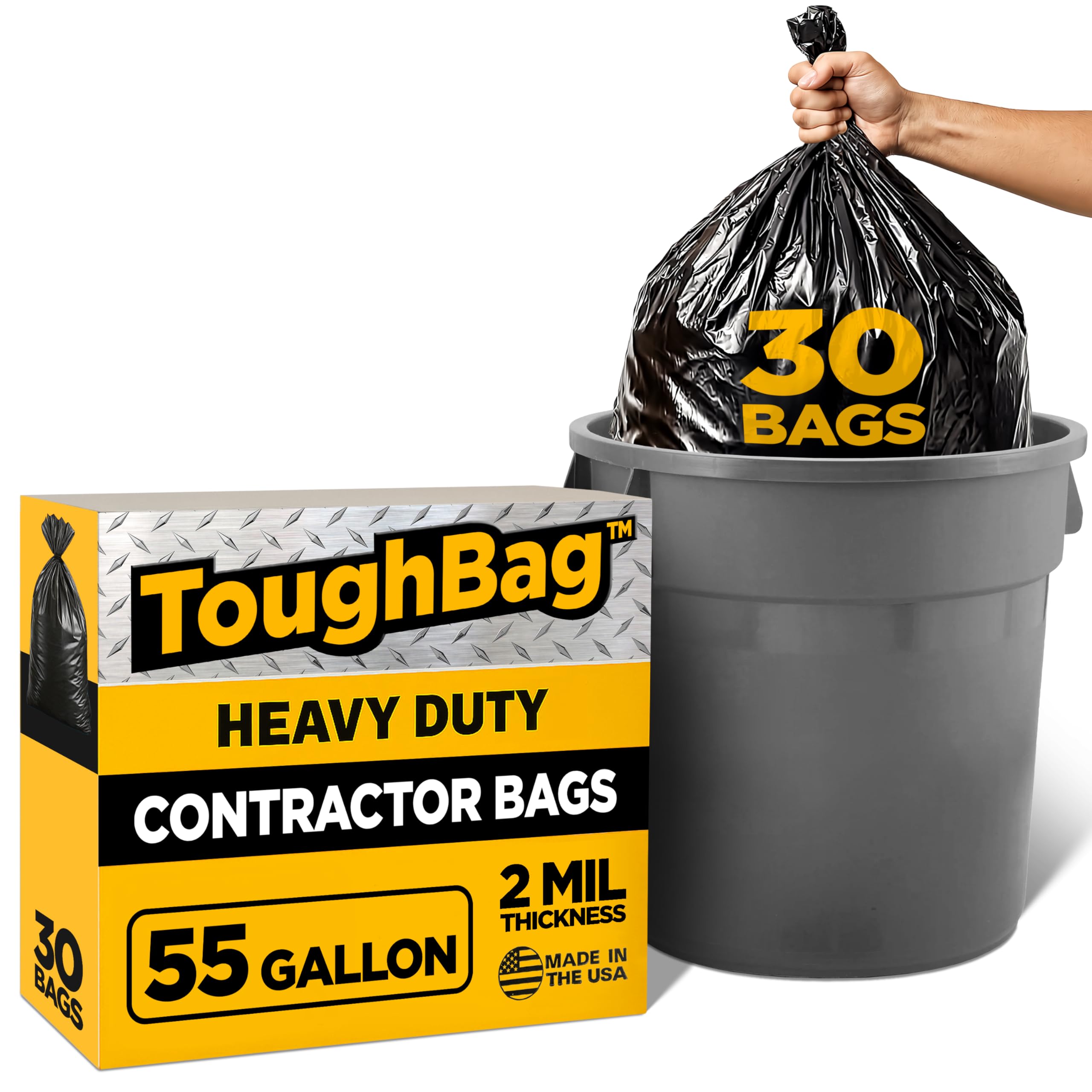 Snapklik.com : ToughBag Contractor Garbage Bags 55-60 Gallon 2 Mil