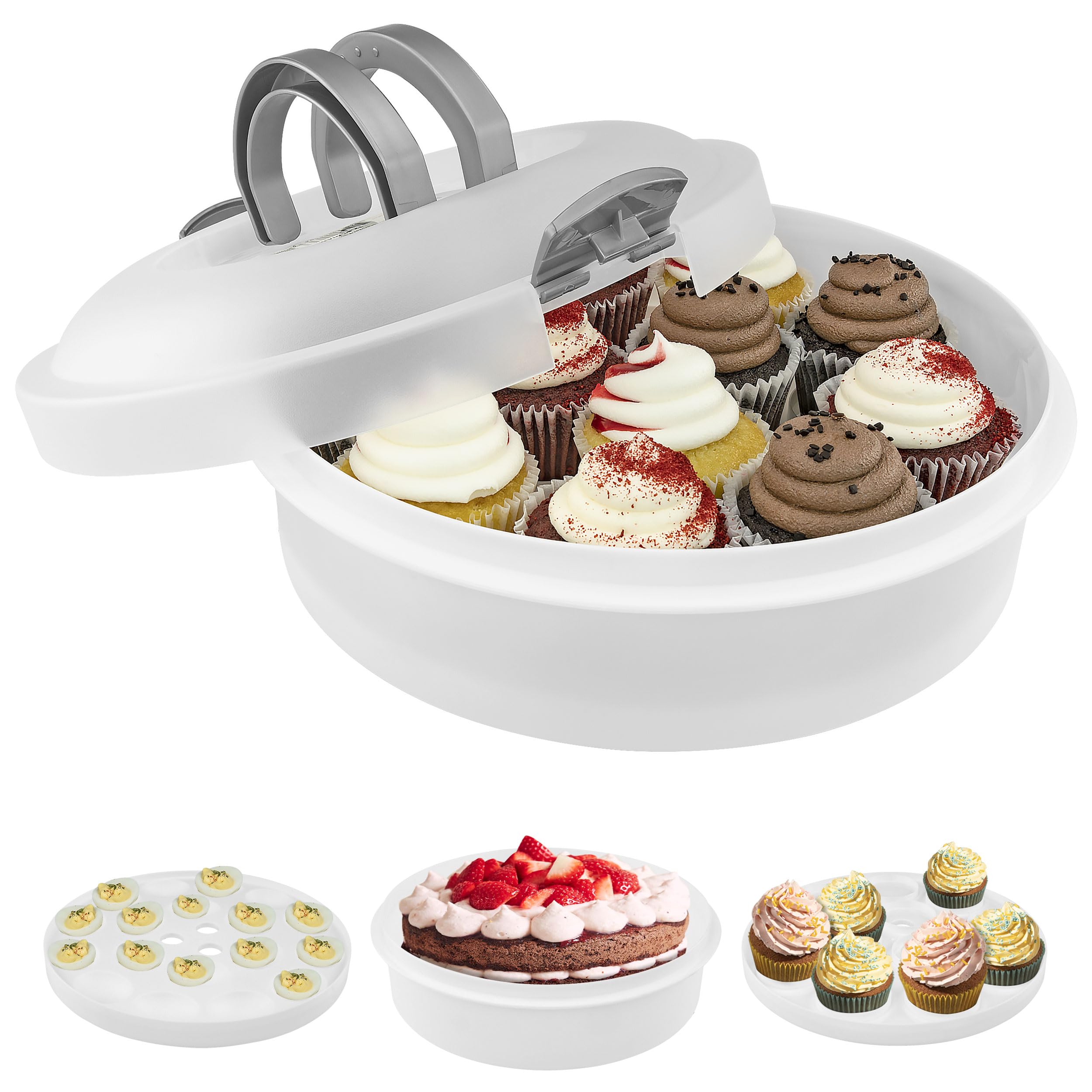 Amazon.com: Southern Homewares Cake Carrier with Lid and Handle 3-in-1 ...