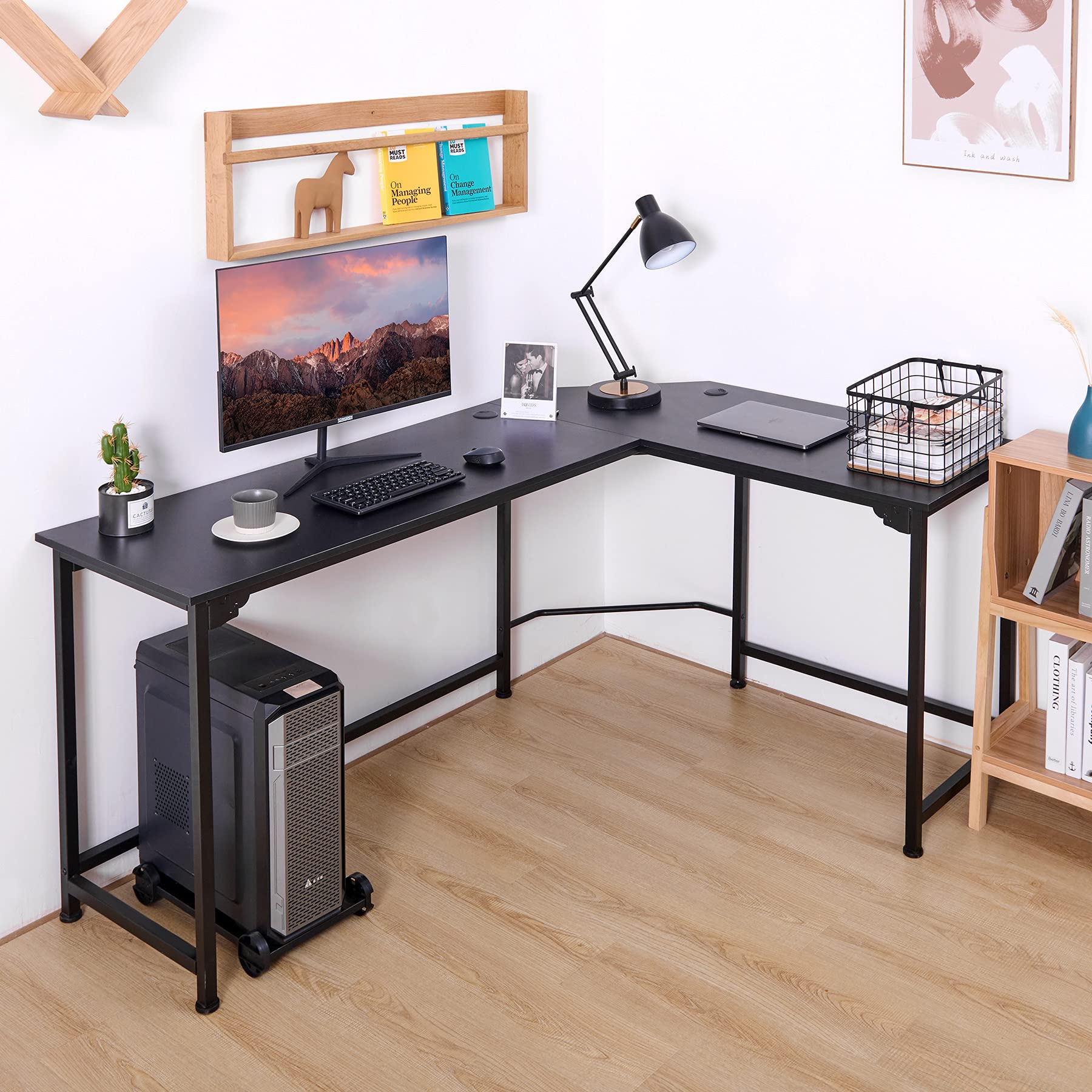 Buy CO-Z L Shaped Computer Desk with Tower Stand, Corner Desk with ...