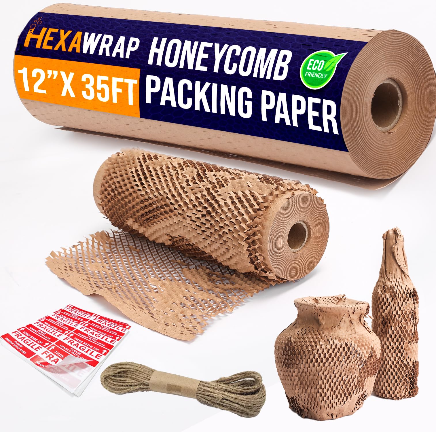 Amazon.com : Honeycomb Packing Paper 12" x 35ft with Rope & 20 Fragile ...