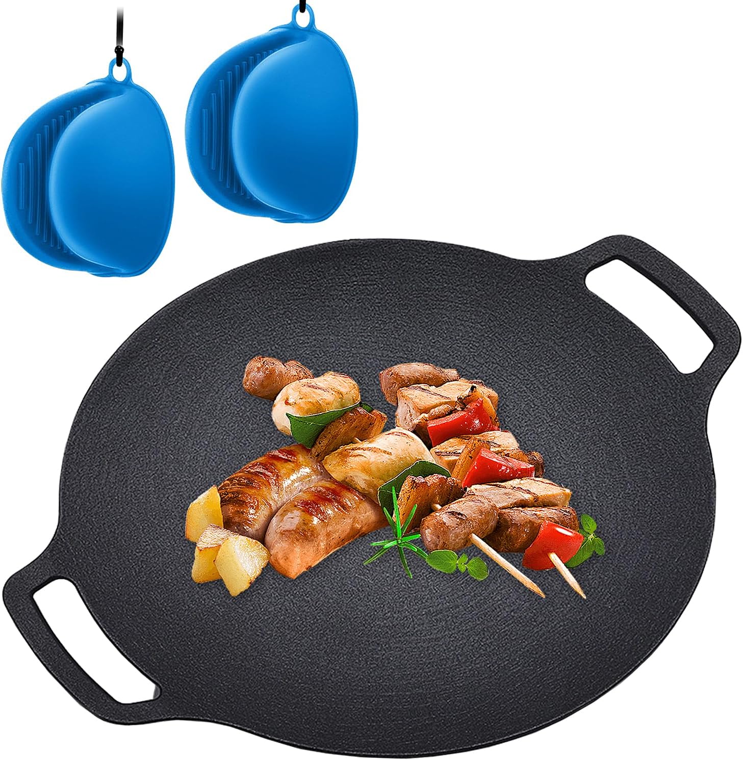 Amazon.co.jp: Absdefen 鉄板 焼肉フライパン グリルプレート 極厚 アルミ合金製 軽量 マルチグリドル 多機能 鉄板焼き BBQ グリル グリルパン バーベキュー ...