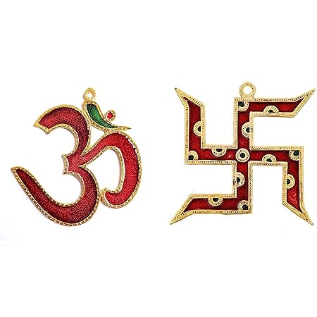 Buy WHITEFLIP Metallic Hanging OM & Swastik Symbol for Home - OM ...