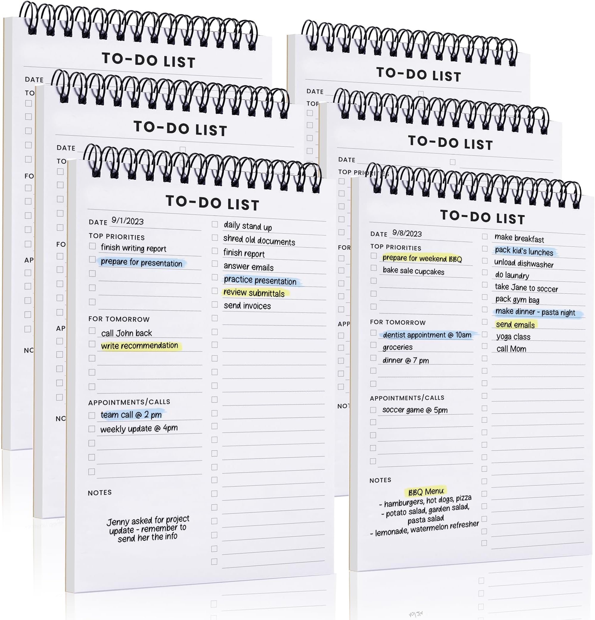To Do List Notepad 6 Pack: Has Multiple Functional Sections - 5.2 x 8 ...
