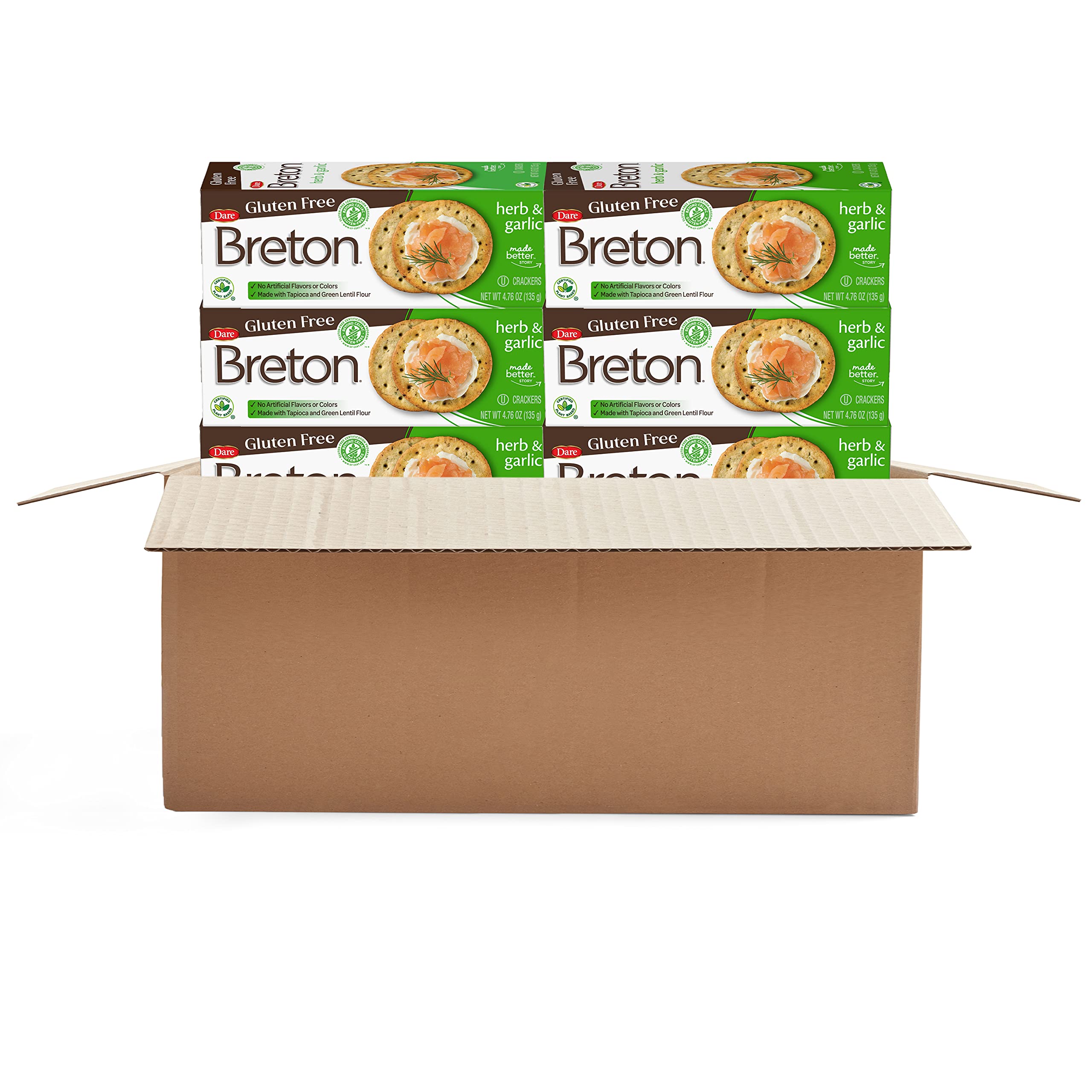 Snapklik.com : Dare Breton Gluten Free Crackers, Herb And Garlic, 4.76 ...