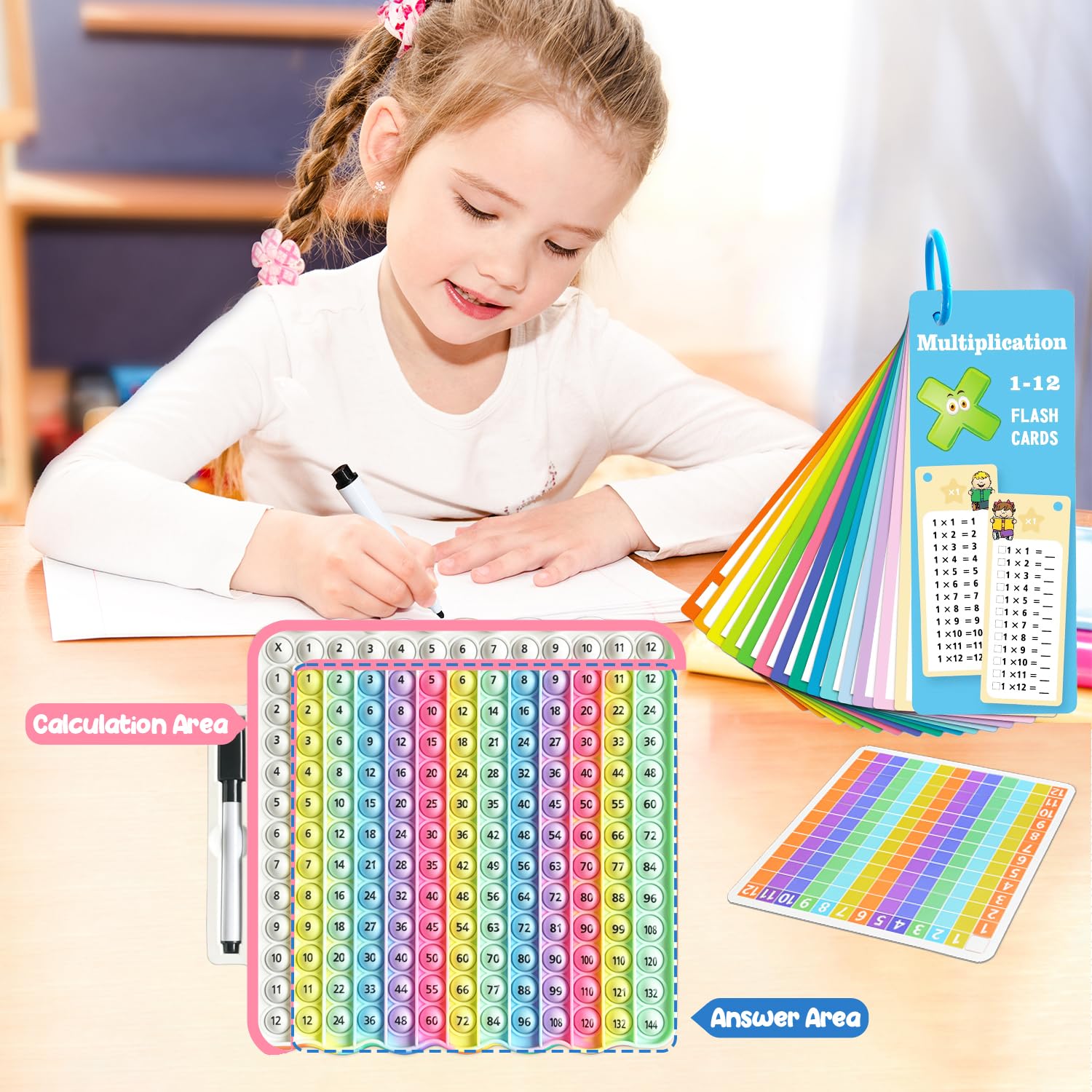 Card Table Multiplication Flash Cards With Pop Fidget Chart - Math ...