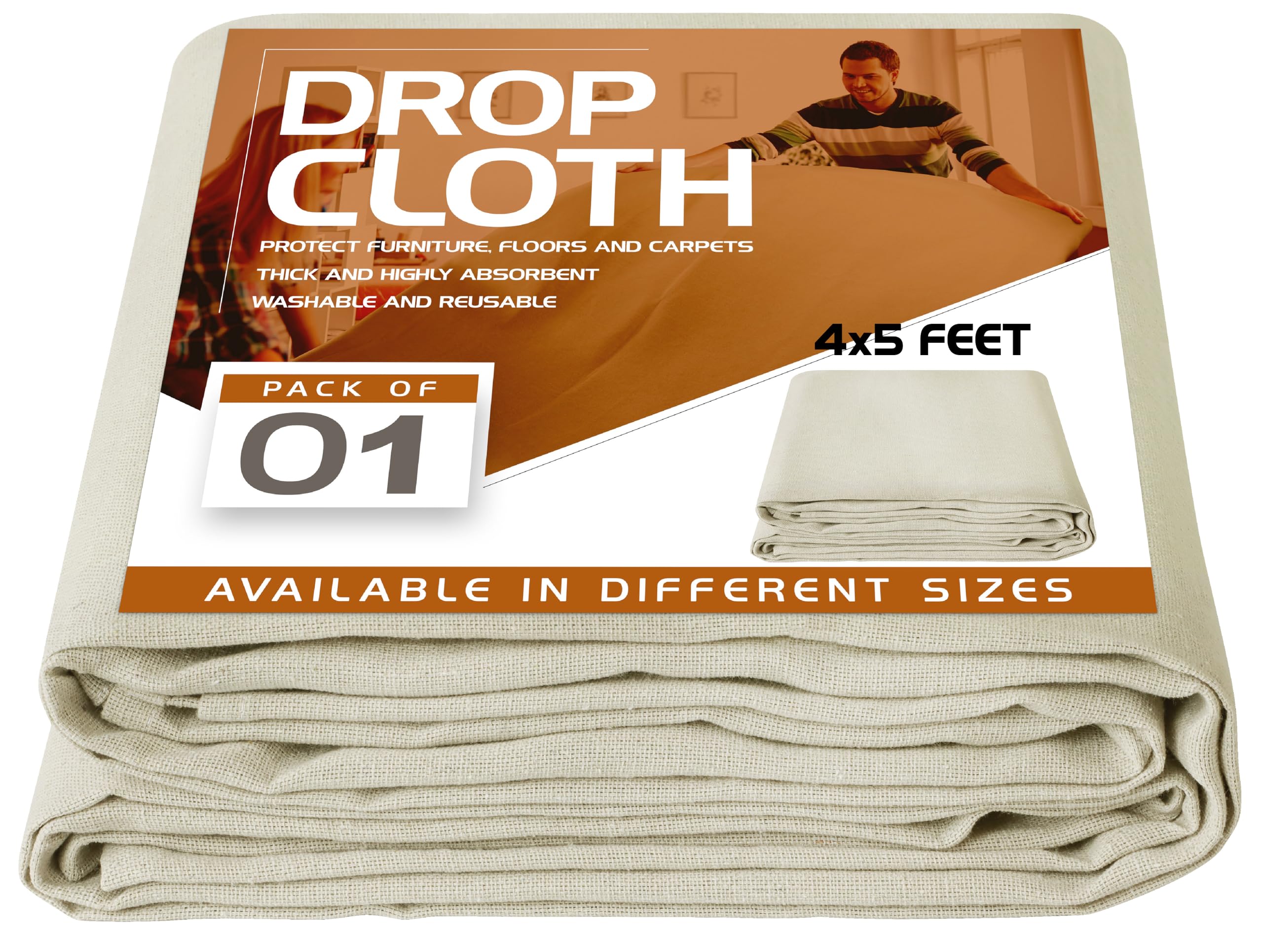 Utopia Drop Cloth for Painting (4x5 ft, 1 Pack) Washable and Reusable ...
