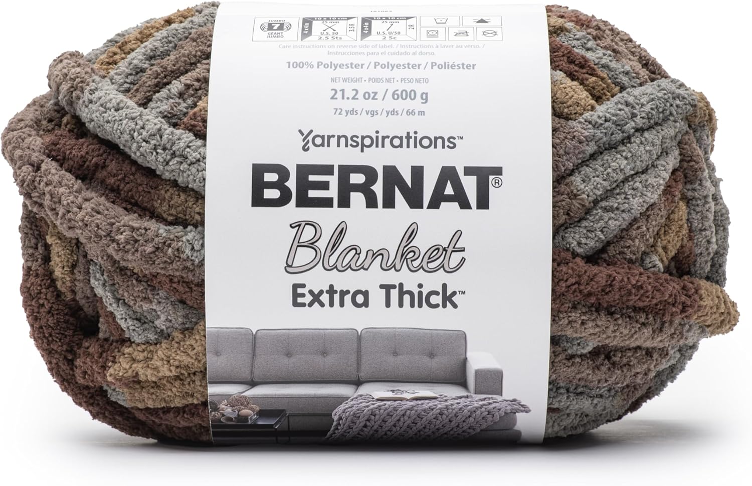 Amazon.com: Bernat Blanket Extra Thick Leather Yarn - 1 Pack of 21.12oz ...