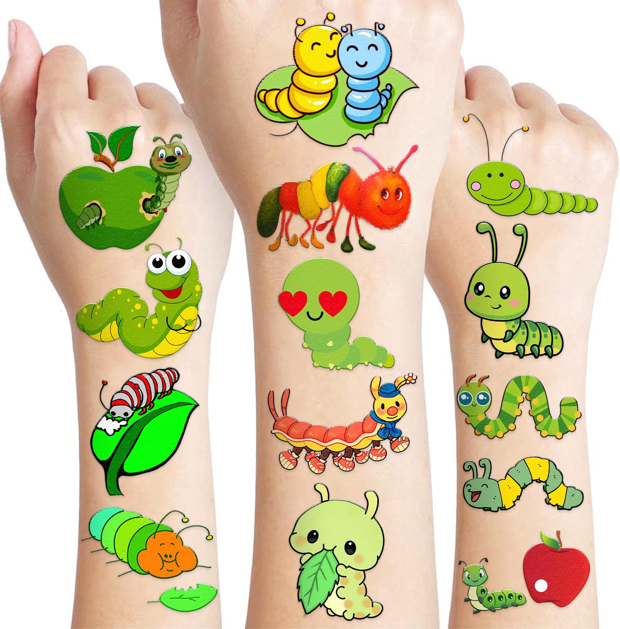 Amazon.com : 80 PCS Caterpillar Temporary Tattoos Sticker Bug ...