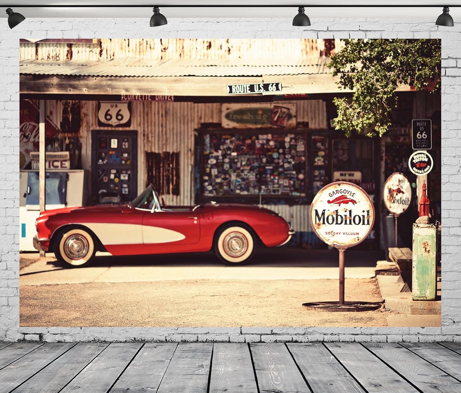 Amazon.com : BELECO 7x5ft Fabric US Historic Route 66 Backdrop ...